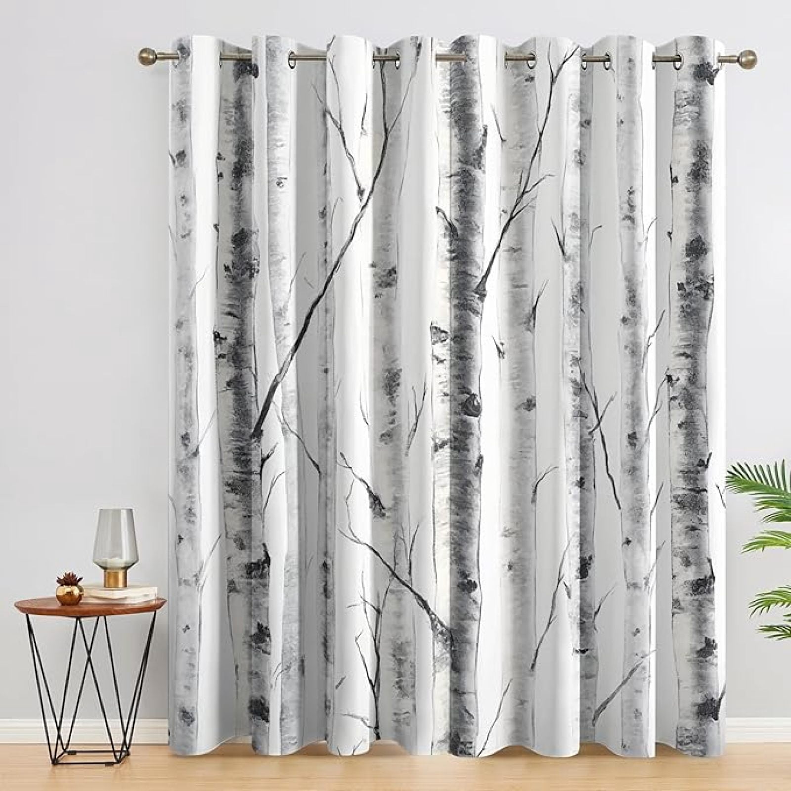 Grey Birch Tree Curtains For Bedroom, Nature Forest Curtain For Living ...
