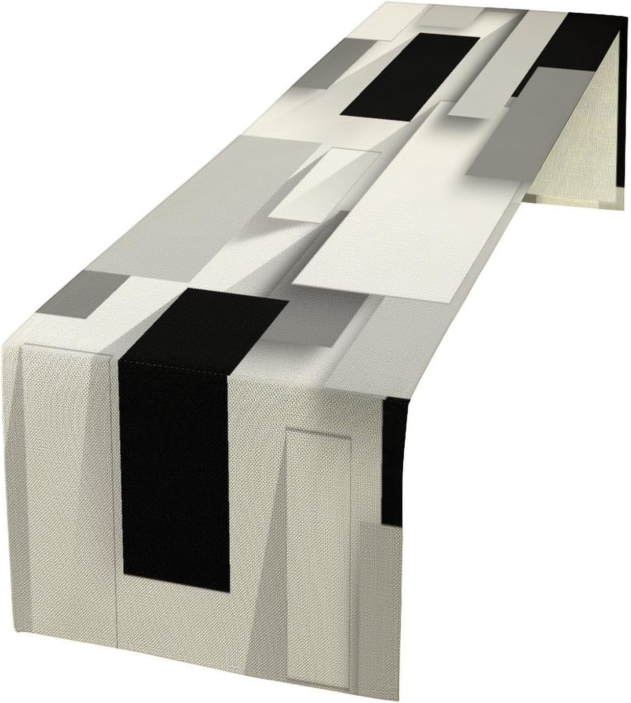 Grey Black Geometric Table Runner Abstract Mid Century Modern ...