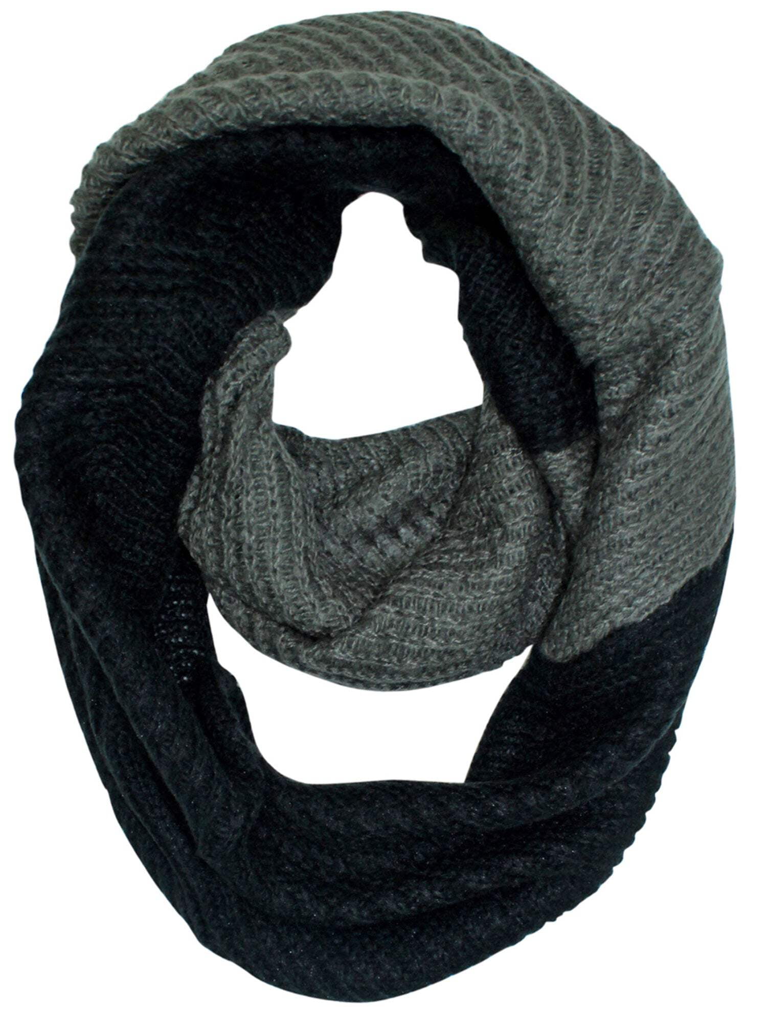 Grey & Black Two-Tone Ribbed Knit Infinity Scarf - Walmart.com