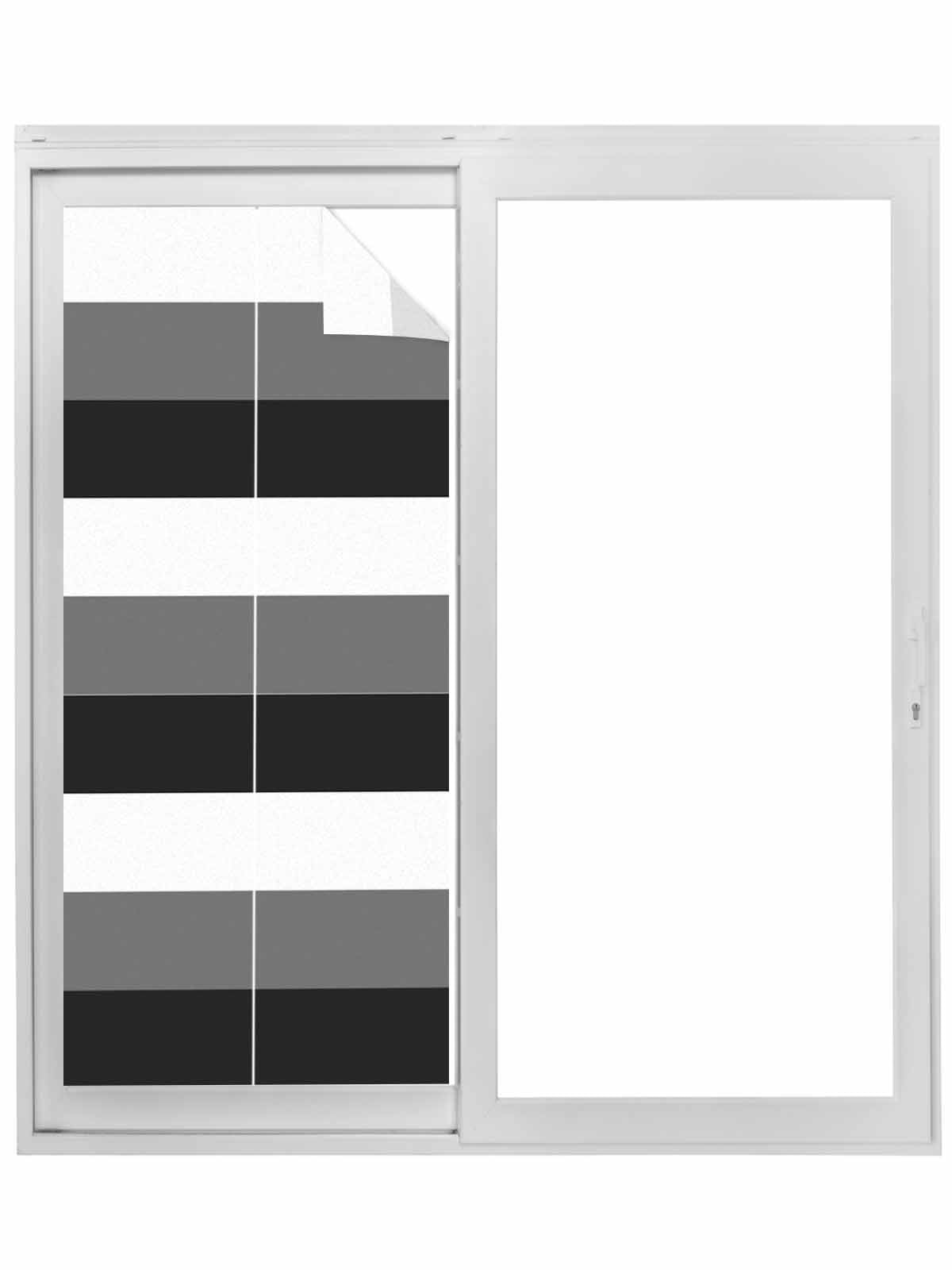 Grey Black White Striped Window Privacy Film, Farmhouse Stripes Static ...