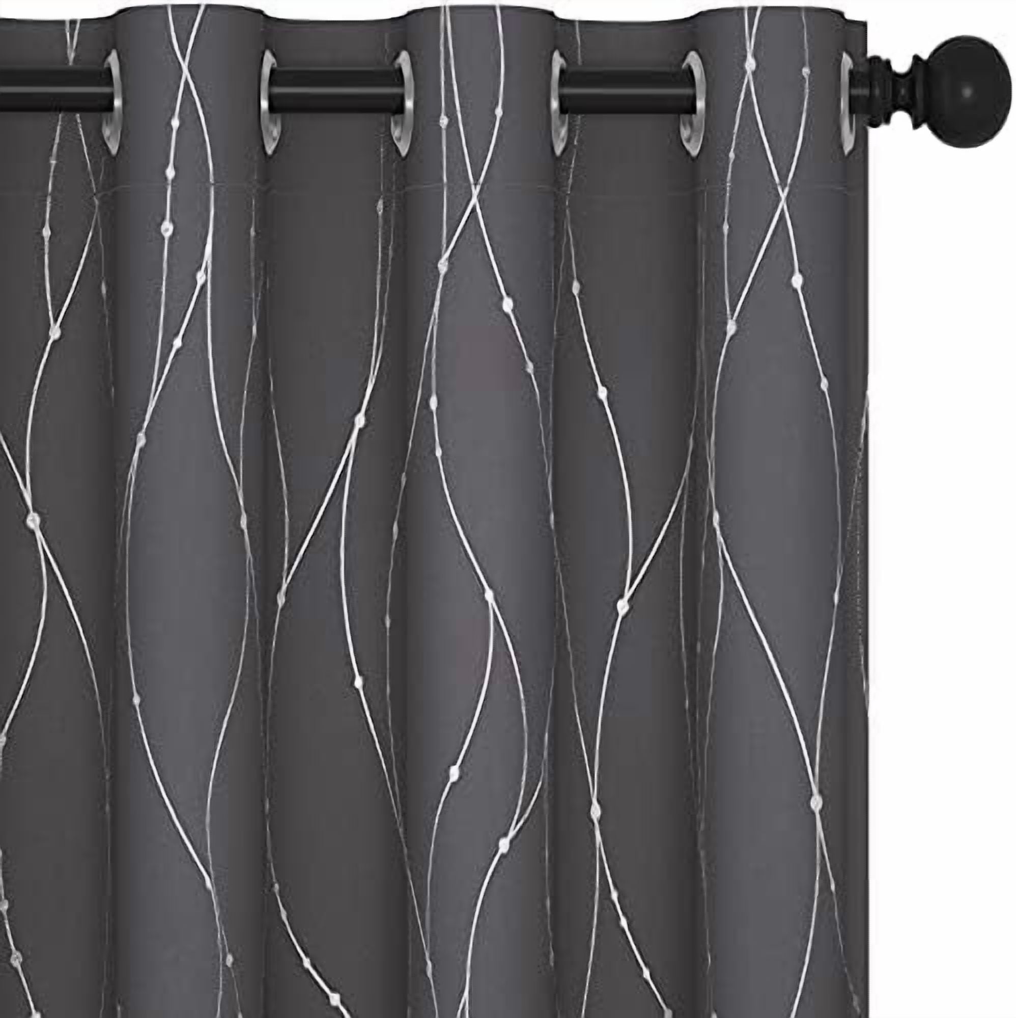 Grey Blackout Curtains for Bedroom, Thermal Insulated Soundproof Drapes ...