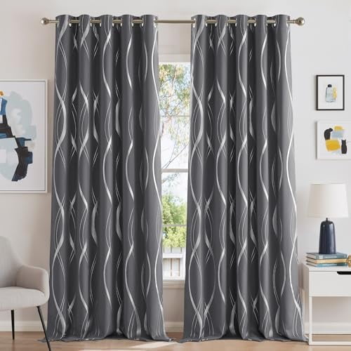 Grey Blackout Short Curtain for Apartments, W66 x L84, Noise Reducing ...