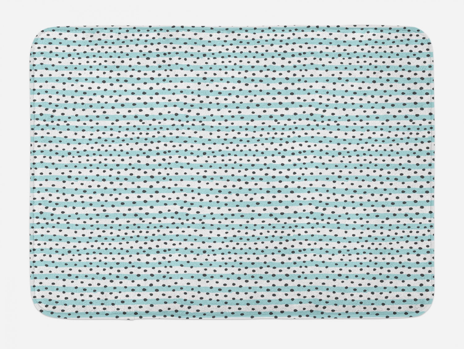 Grey Blue Bath Mat, Pastel Colored Stripes with Dots Hand Drawn ...