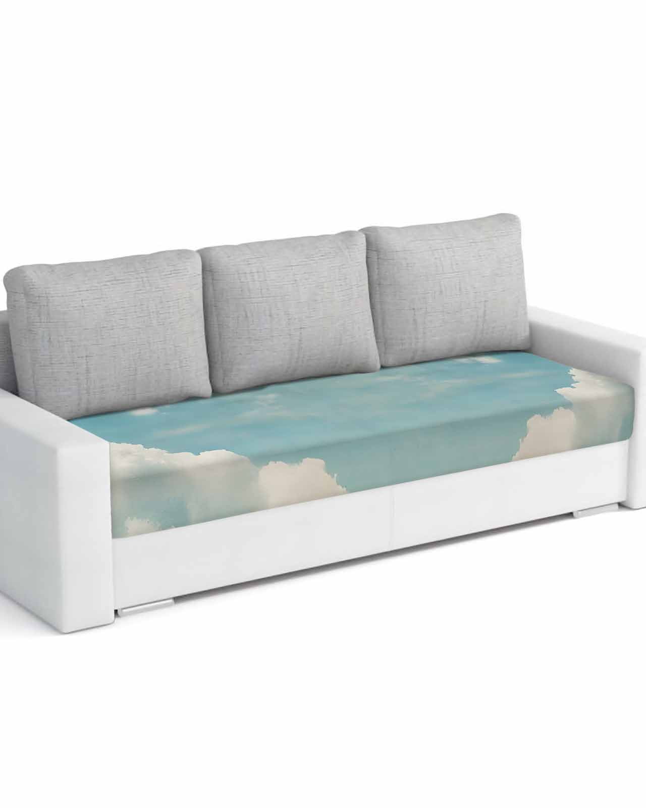 Grey Blue Sky Sofa Couch Cushion Covers Washable, Removable Stretchable Sectional Couch Covers ...