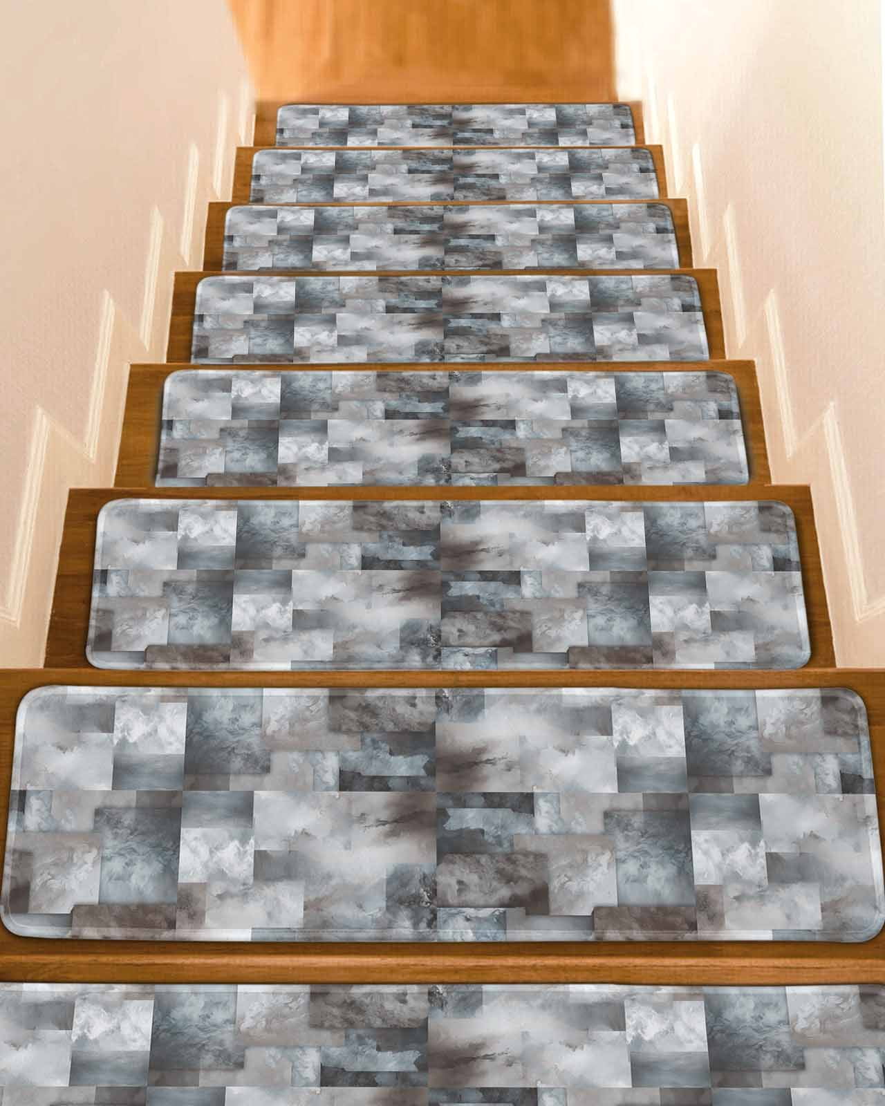 Grey Blue Stair Treads for Wooden Steps Indoor Runner Rug Carpet ...