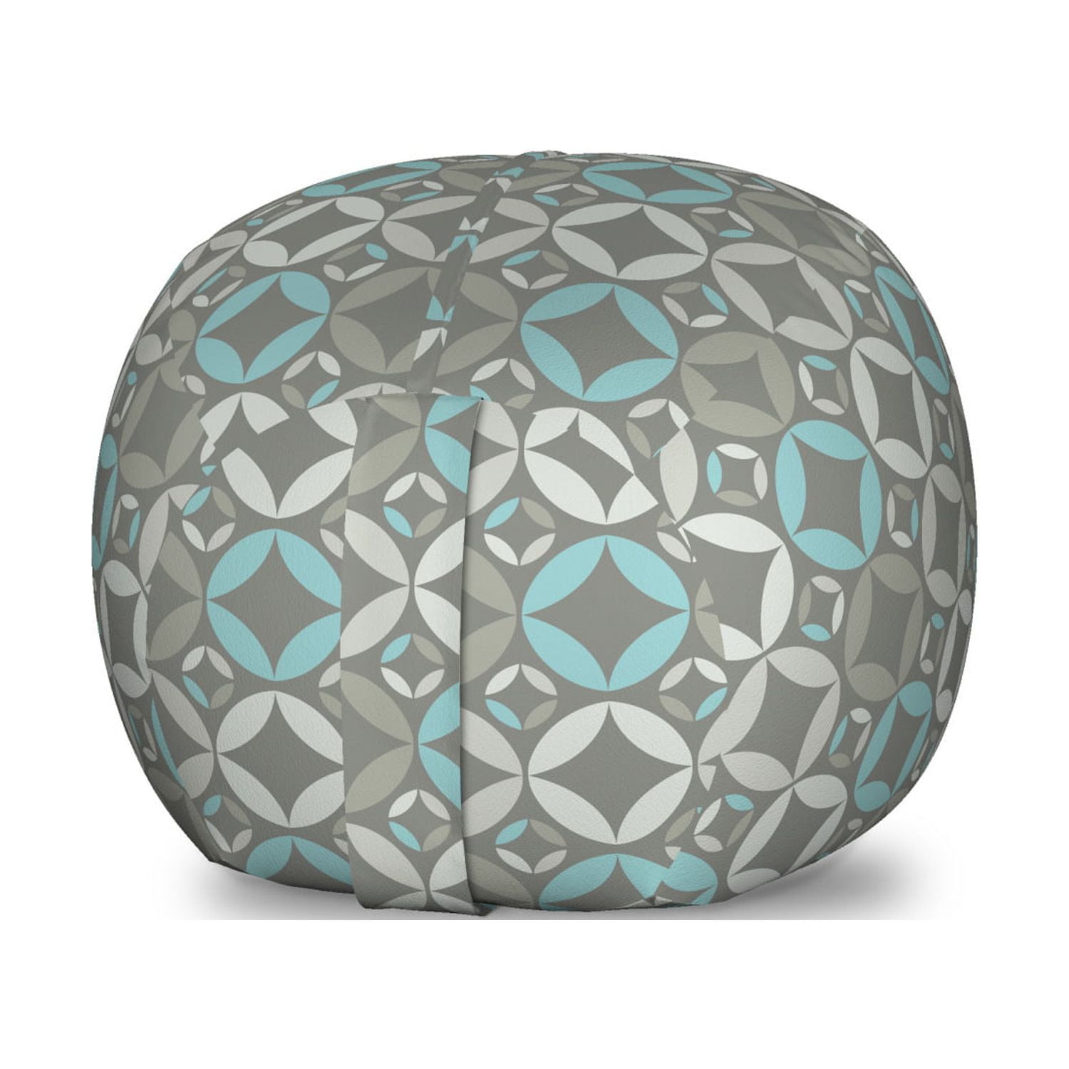 Grey and Blue Storage Toy Bag Chair, Retro Styled Abstract Overlapping ...