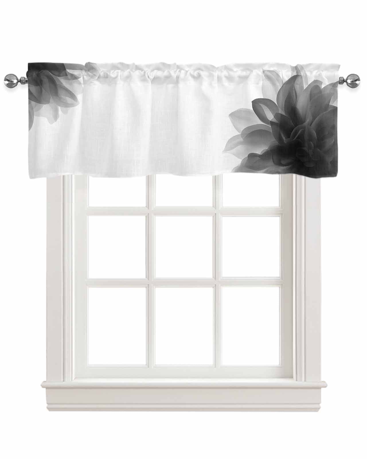 Grey Bohemian Kitchen Valances for Windows Farmhouse Linen Window ...