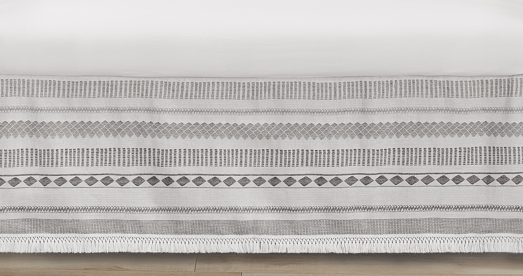 Grey Boho Tribal Aztec Jacquard Dust Ruffle Crib Skirt Boy Girl Unisex ...