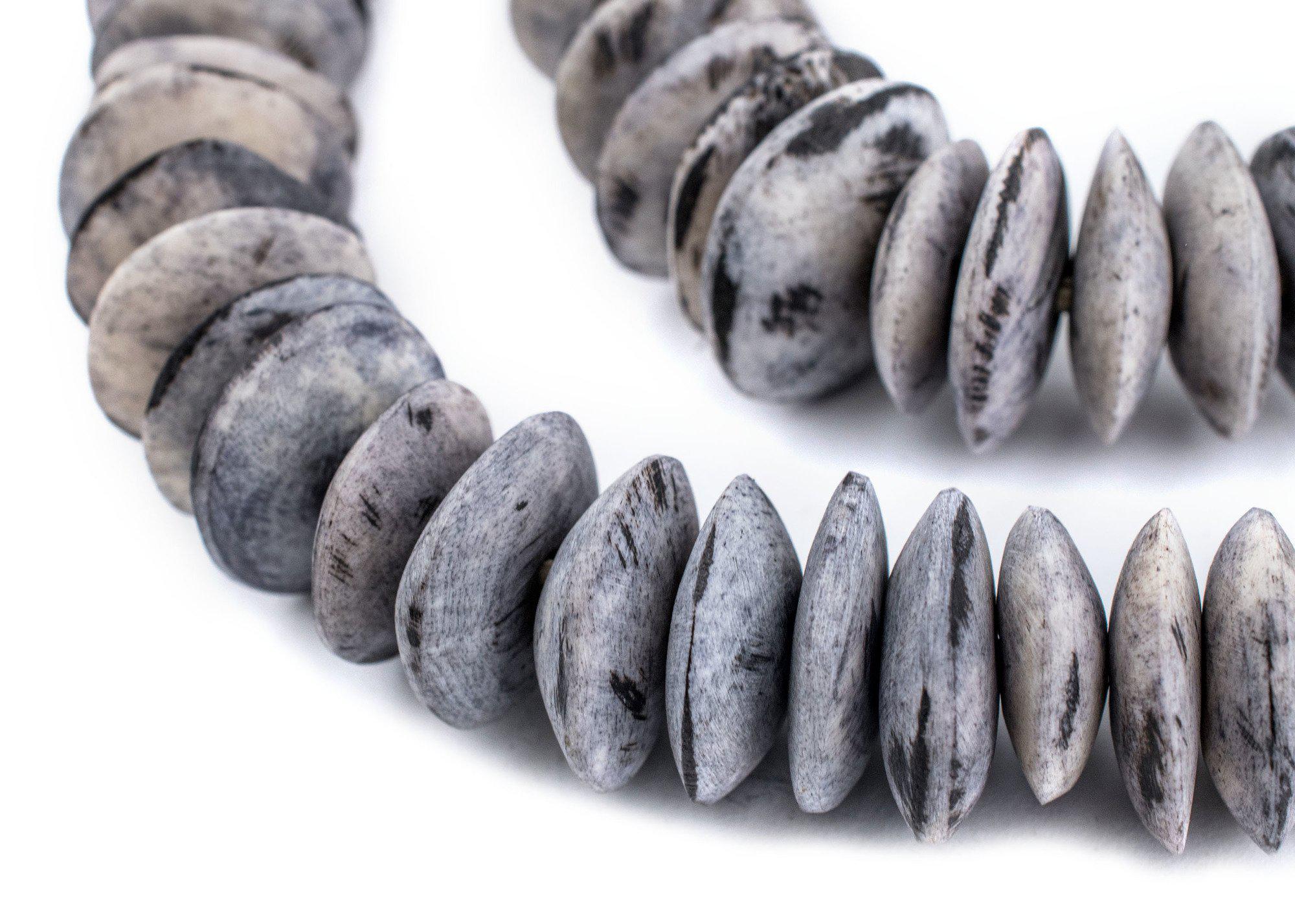 The Bead Chest Grey Bone Beads - Full Strand of Fair Trade African ...