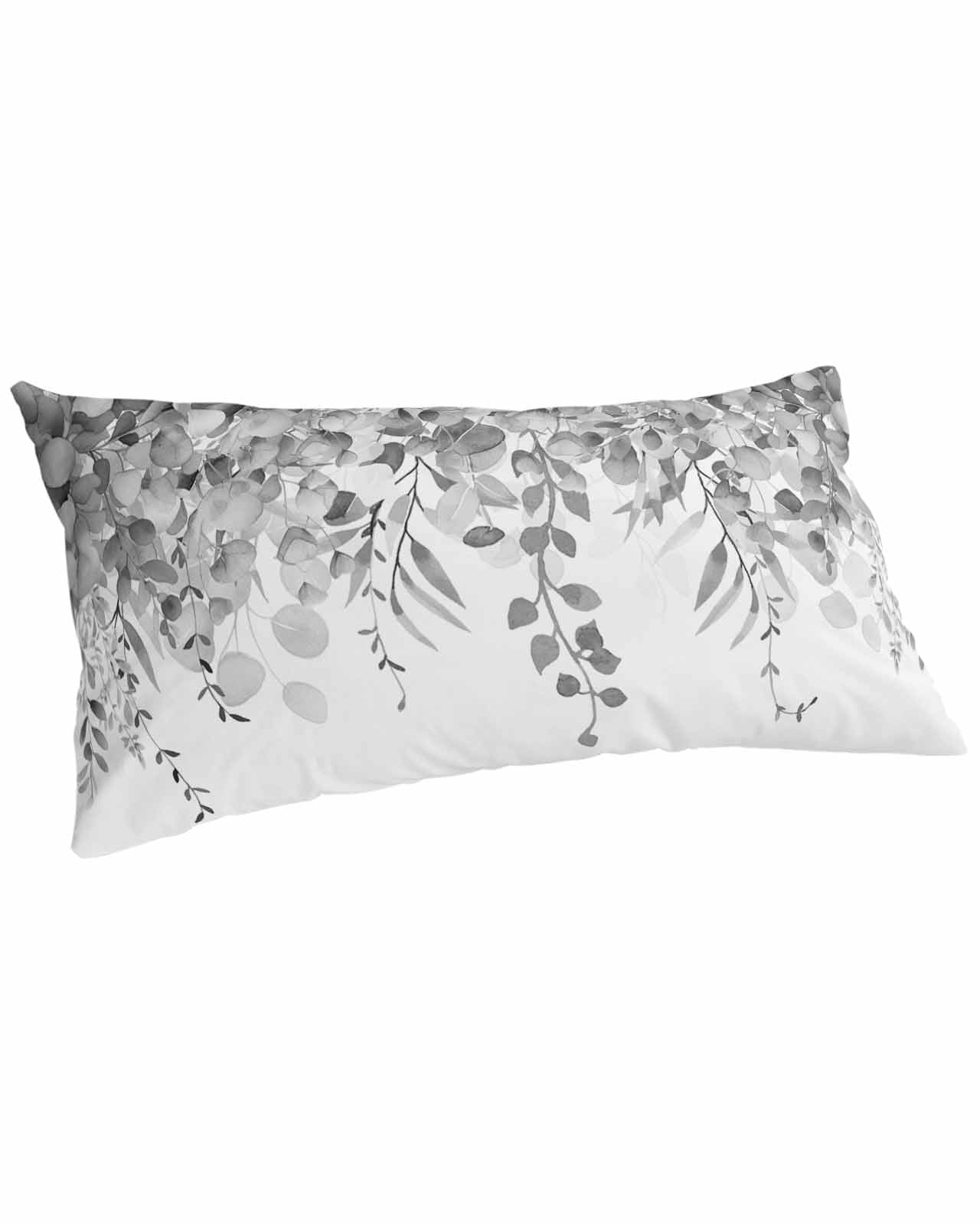 Grey Botanical Pillow Covers King Size, Weeping Eucalyptus Leaves ...