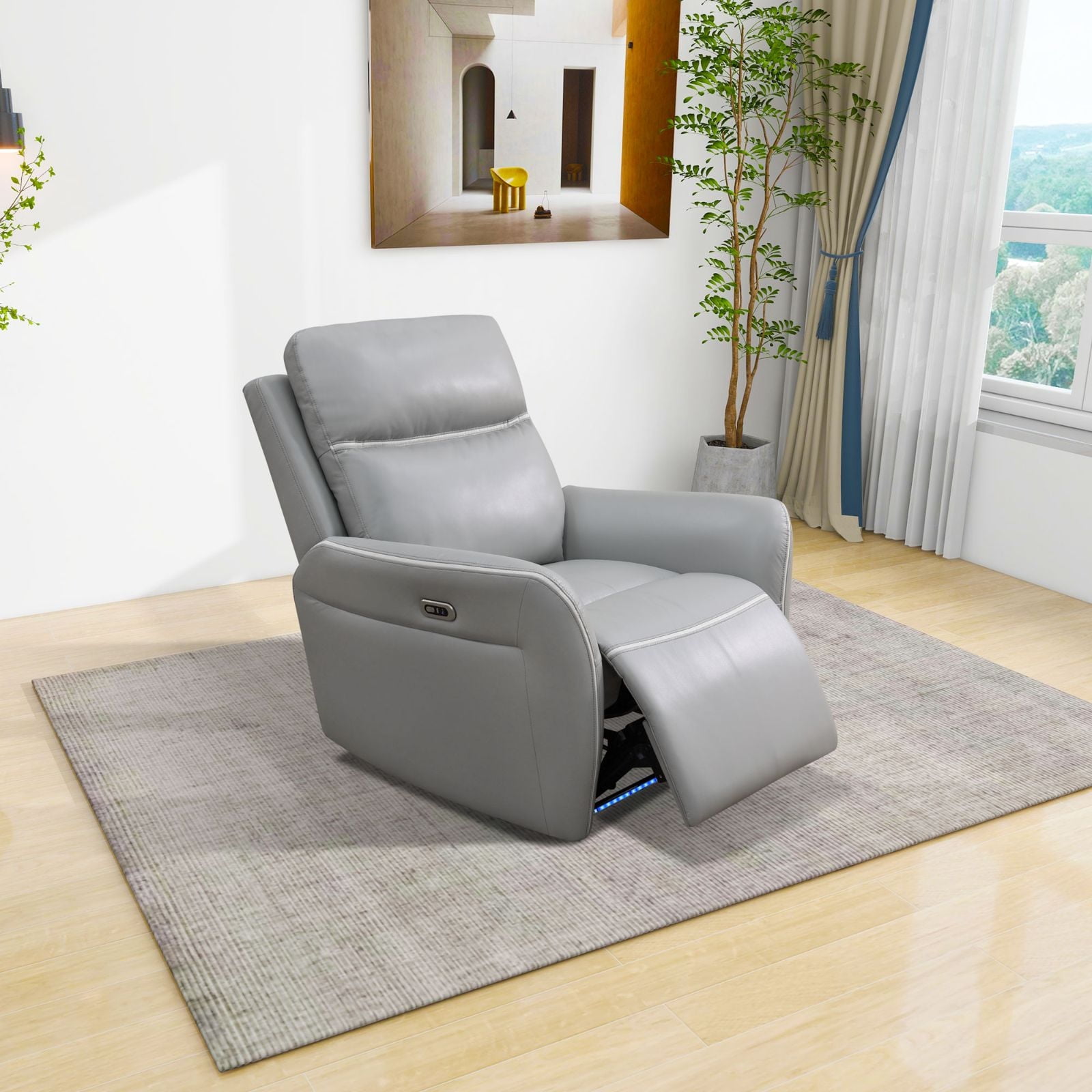 Grey Breathing Leather Living Room Chair - Walmart.com