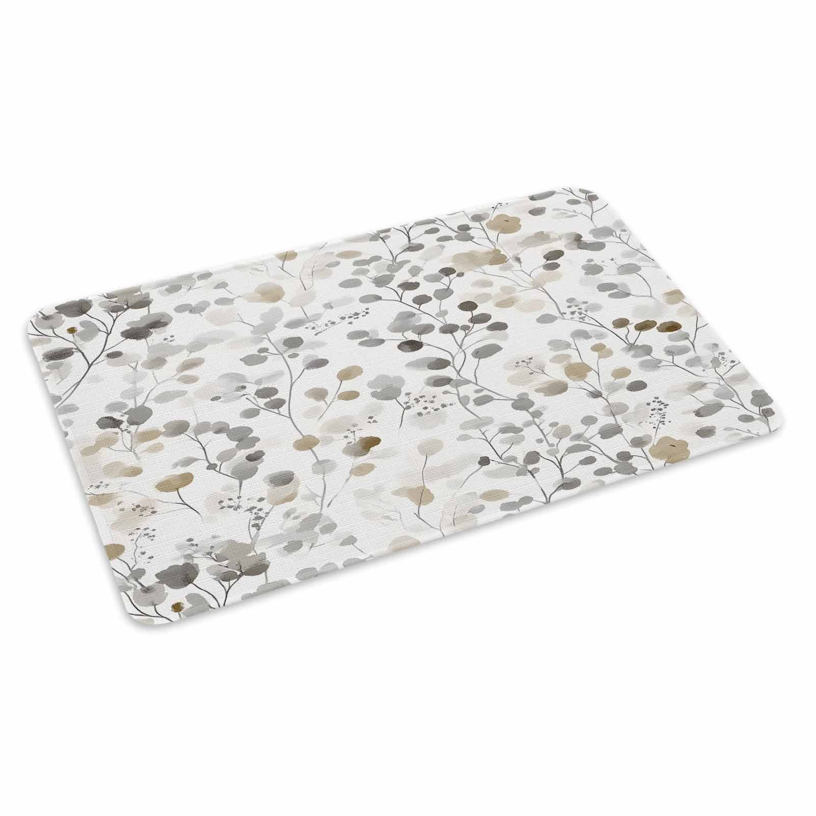 Grey Brown Botanical Doormat Outdoor Entrance 24"x36", Watercolor ...