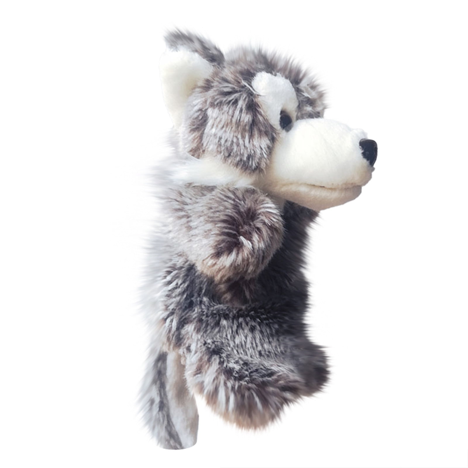 Grey Brown Wolf Plush Toy Hand Puppet Gift Animal Doll Kindergarten ...