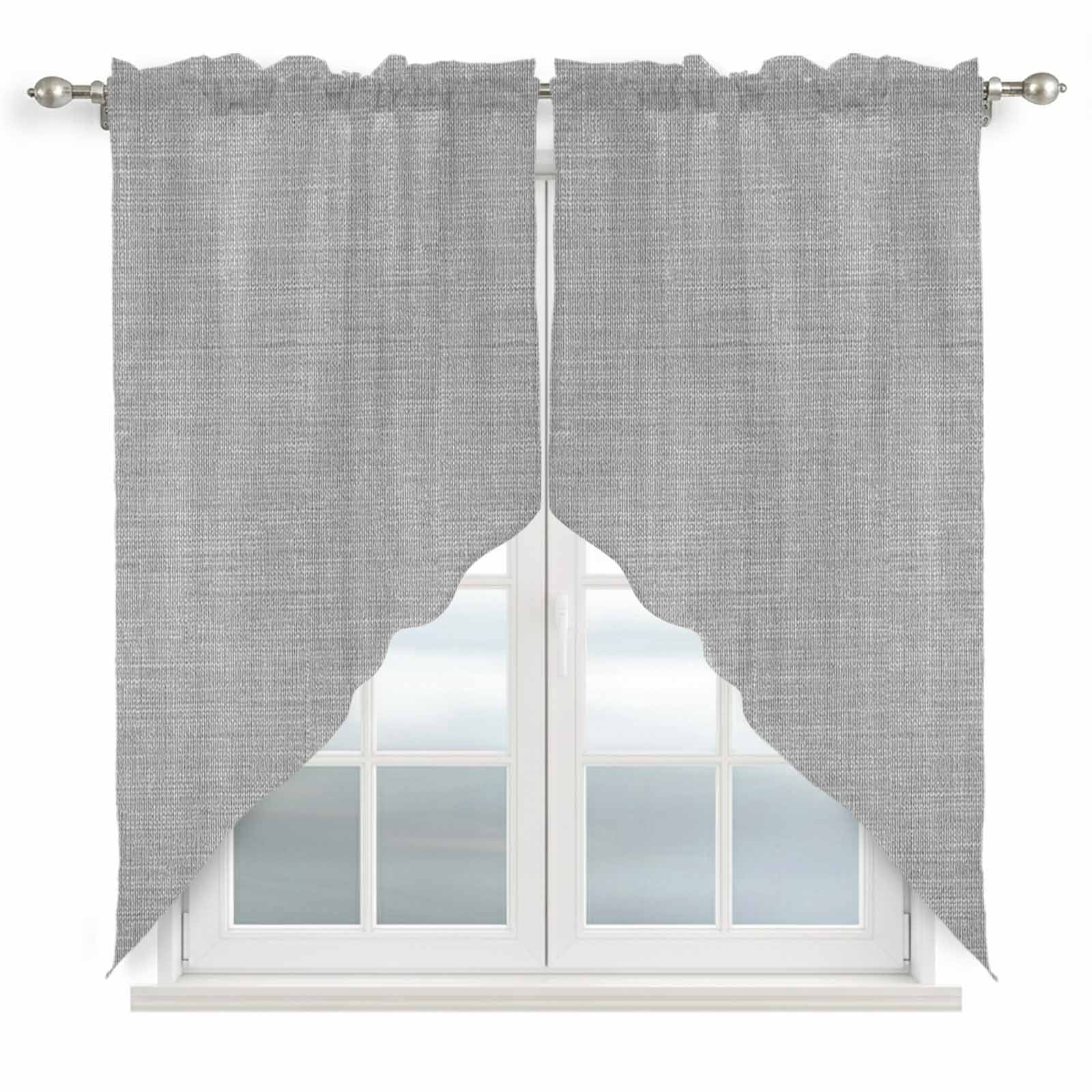 Grey Burlap Texture Swag Curtains Farmhouse Vintage Gray Swag Valances ...