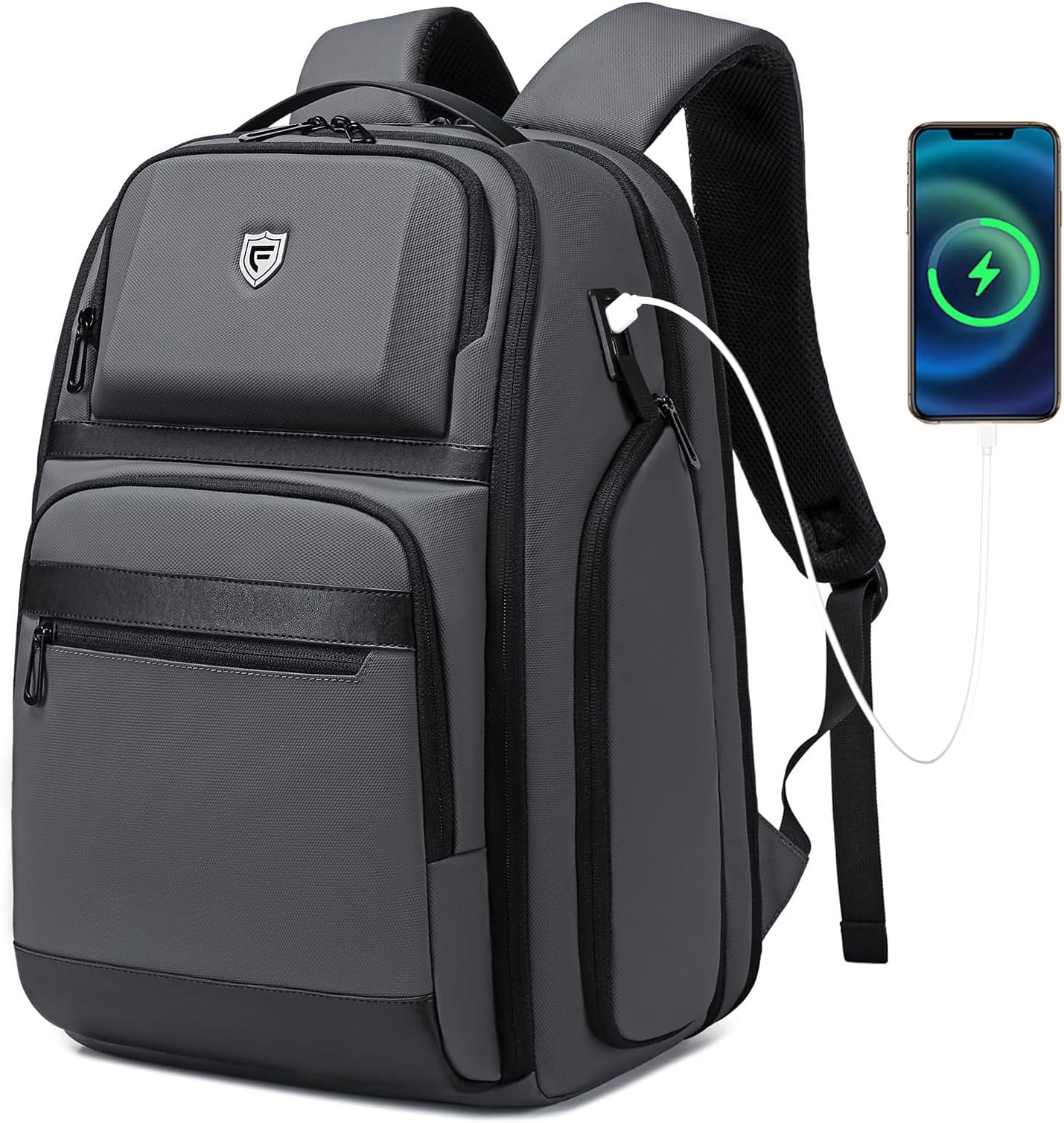 Grey Business Backpack for Men, Fits 17 Inch Laptop Water Resistant 45L ...