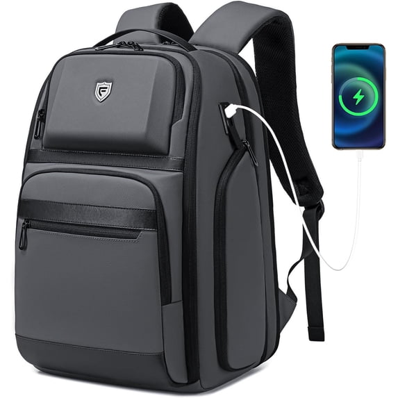 Grey Business Backpack for Men, Fits 17 Inch Laptop Water Resistant 45L ...