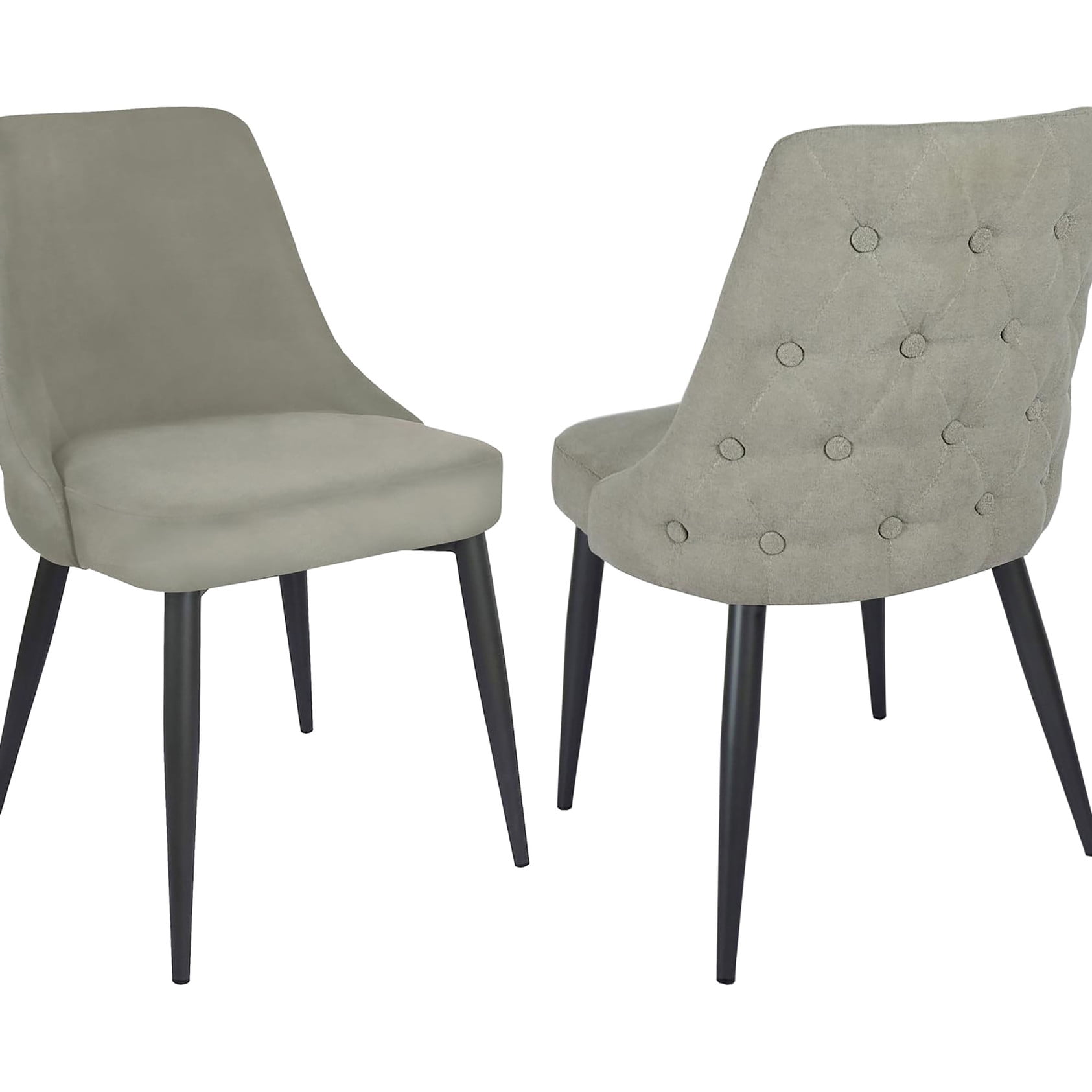 Grey Button-Tufted Solid Back Chairs / Timeless Look in Dining Area ...