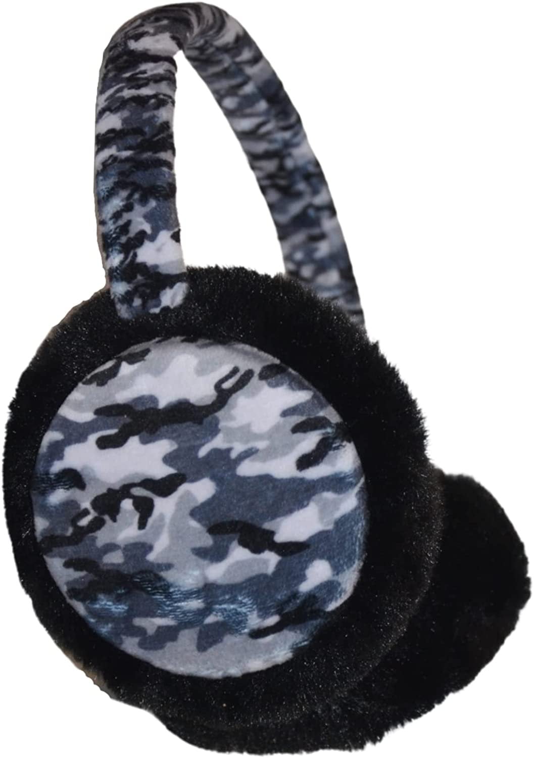 Grey Camo Fluffy Ear Muffs for Men and Women, Fuzzy Adult Earmuffs ...