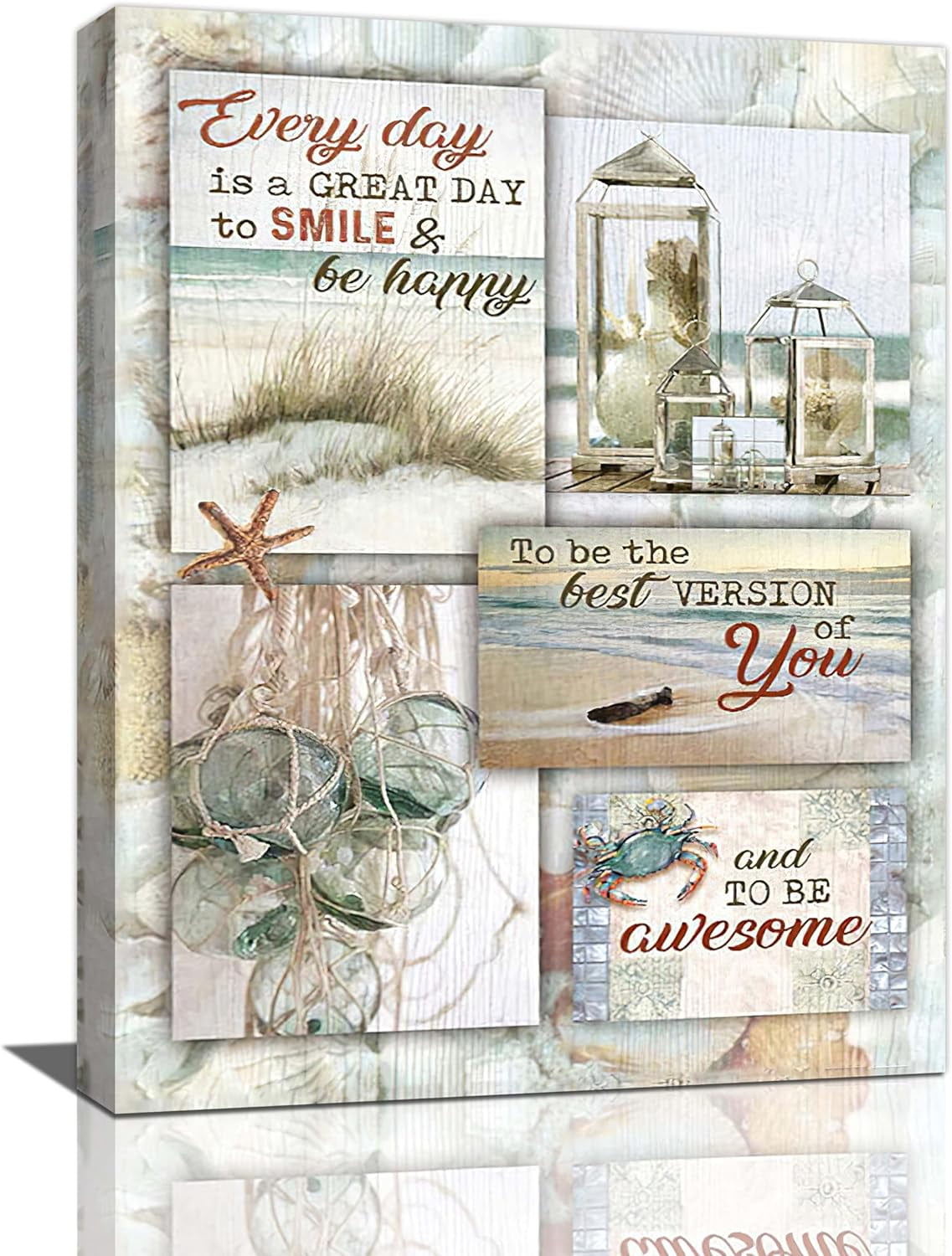 Grey Canis Coastal Beach 12" x 16" Framed Canvas Art Prints - Walmart.com