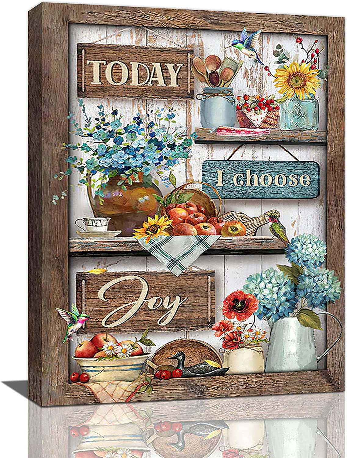 Grey Canis Rustic Kitchen Flower 12'' x 16'' Framed Painting Art Prints ...