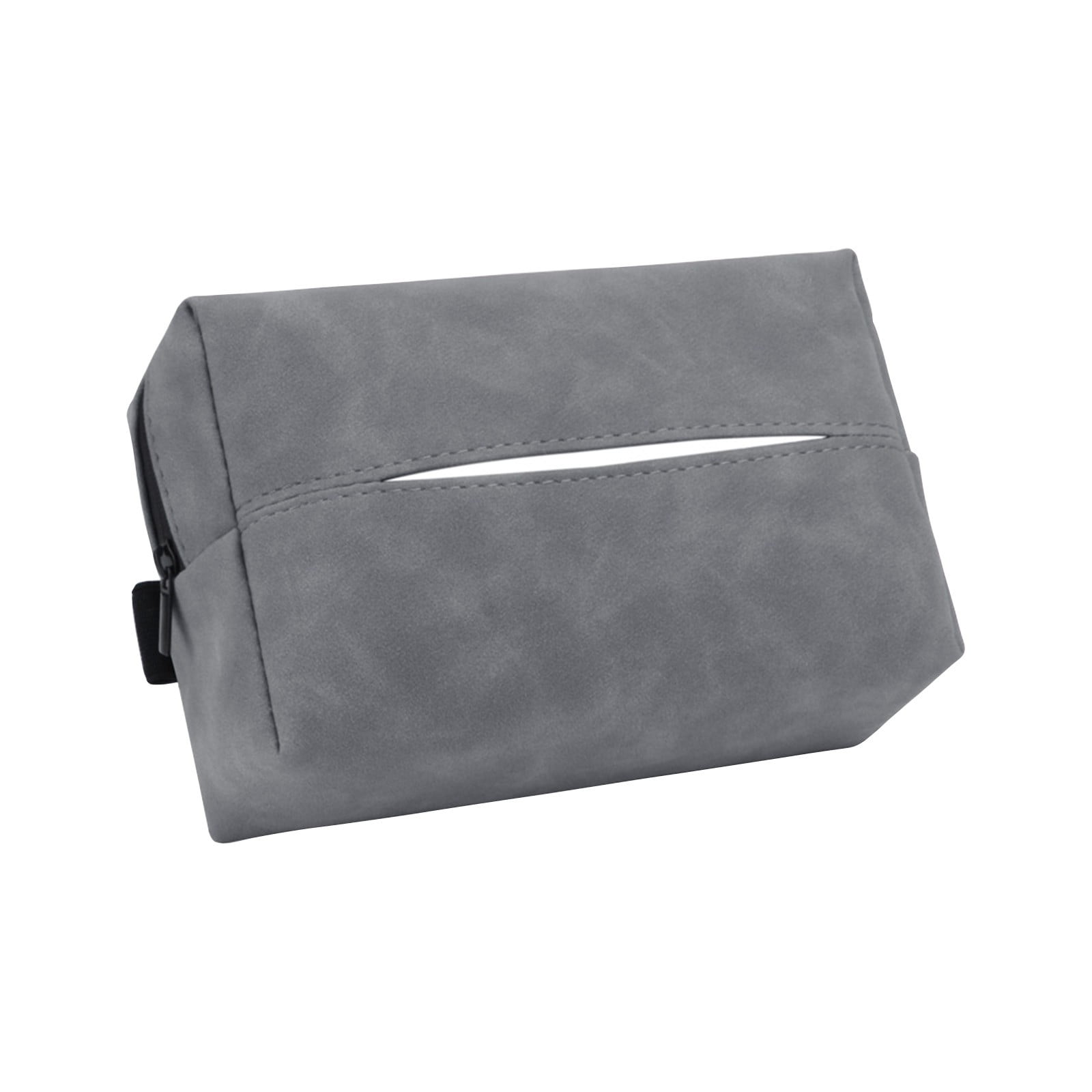 Grey Car Tissue Box Holder Pu Leather Storage Bag With Strap For Sun ...