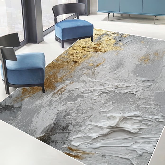 Grey Carpet Living Room Abstract ration Floor Mat Modern Home Sofa ...