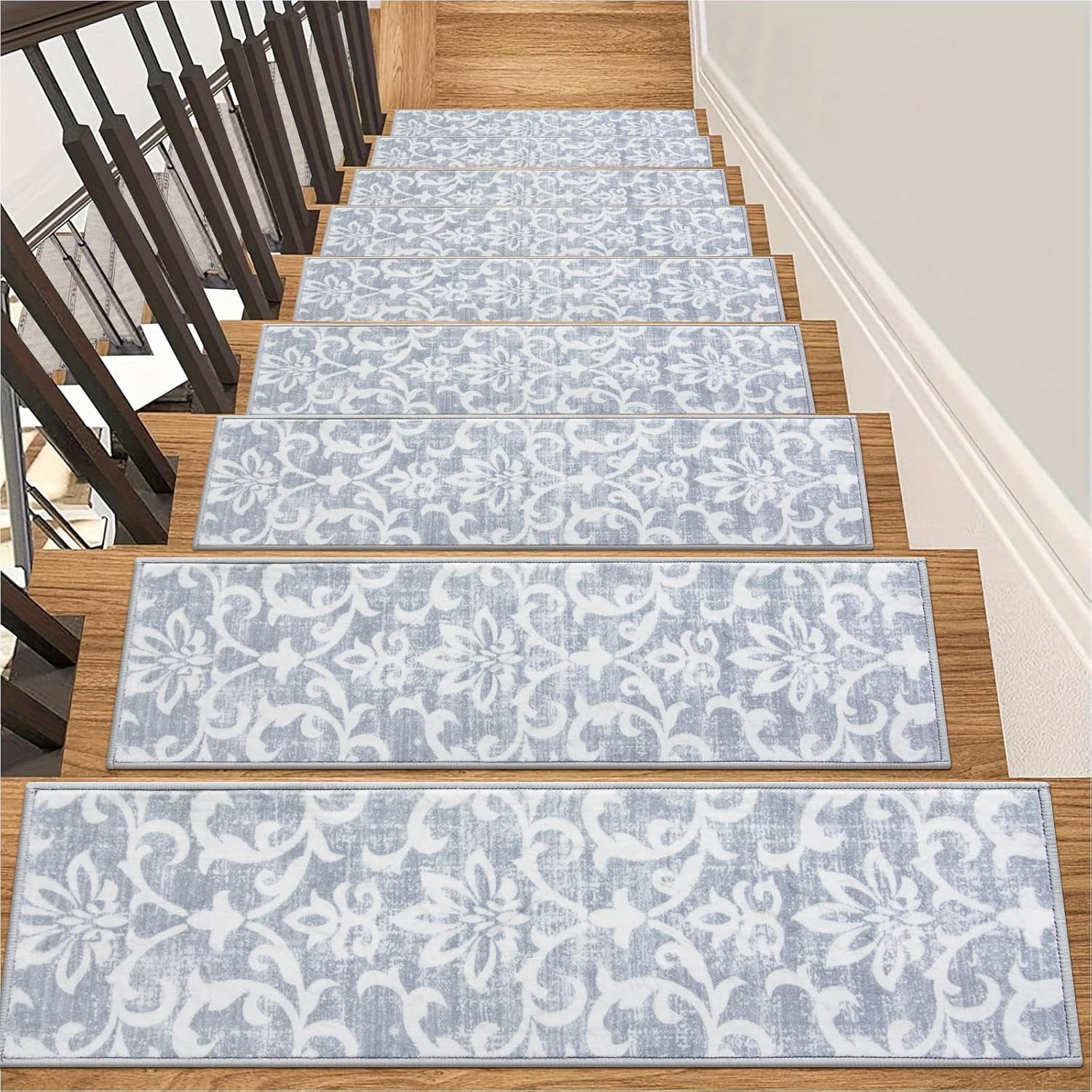 Grey Carpet Stair Treads Non Slip Backing, 15 Pack 8" X 30" Stair ...