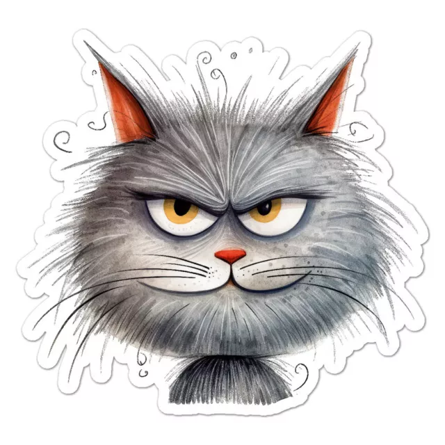 Grey Cat Sticker Indoor Outdoor Phone Decal Water Bottle Stickers Car ...