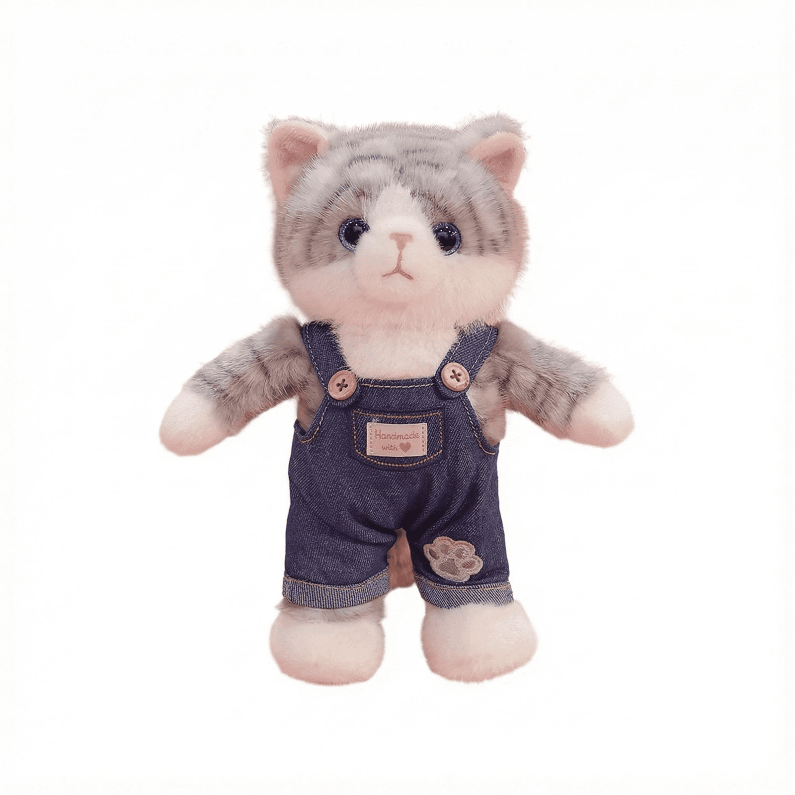 Grey Cat Stuffed Animals Plush Toy with Removable Clothes Cute Soft Cat ...