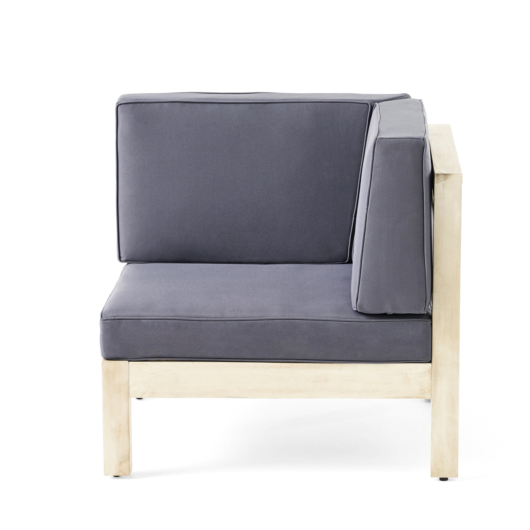 Grey Chair With Wood And Water- Middle Cushions Upholstery Stable Frame ...