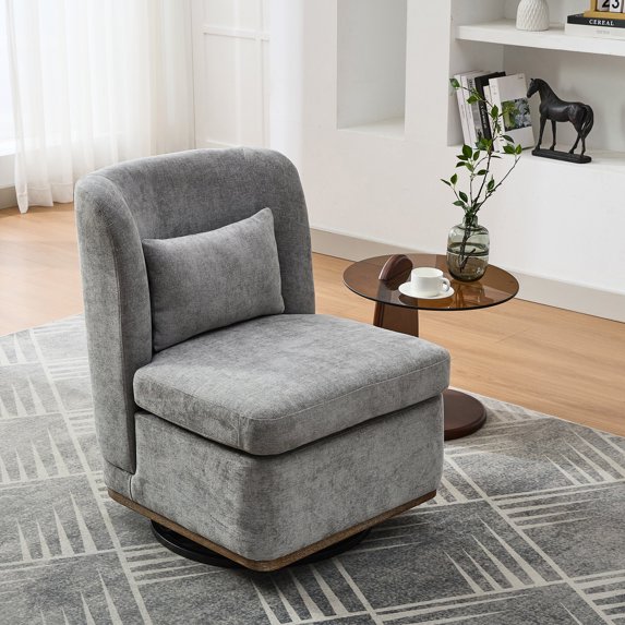 Grey Chenille Fabric - 360° Rotating Function - Multiple Indoor Spaces ...