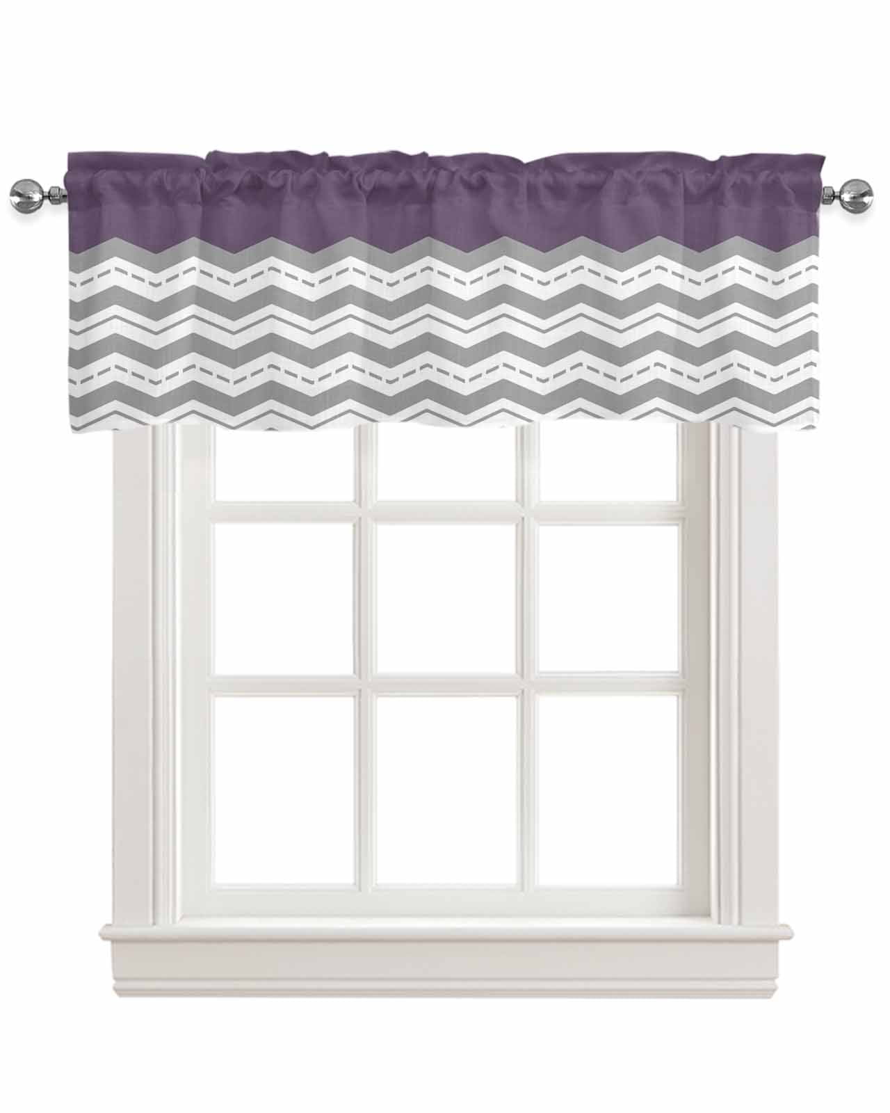 Grey Chevron Kitchen Valances for Windows Farmhouse Linen Window ...