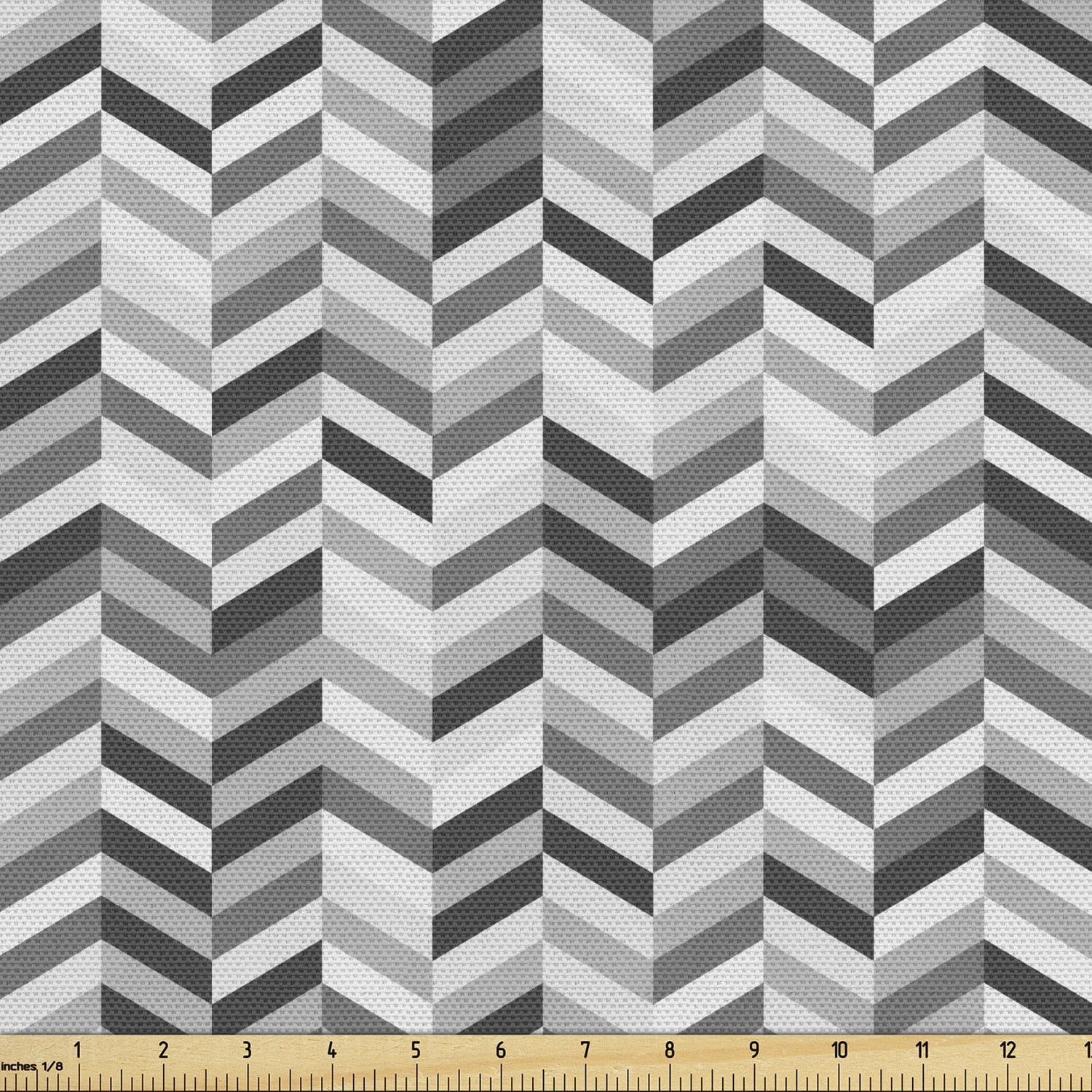 Ambesonne Grey Chevron Fabric by the Yard Upholstery, Fractal Waves, 2 ...