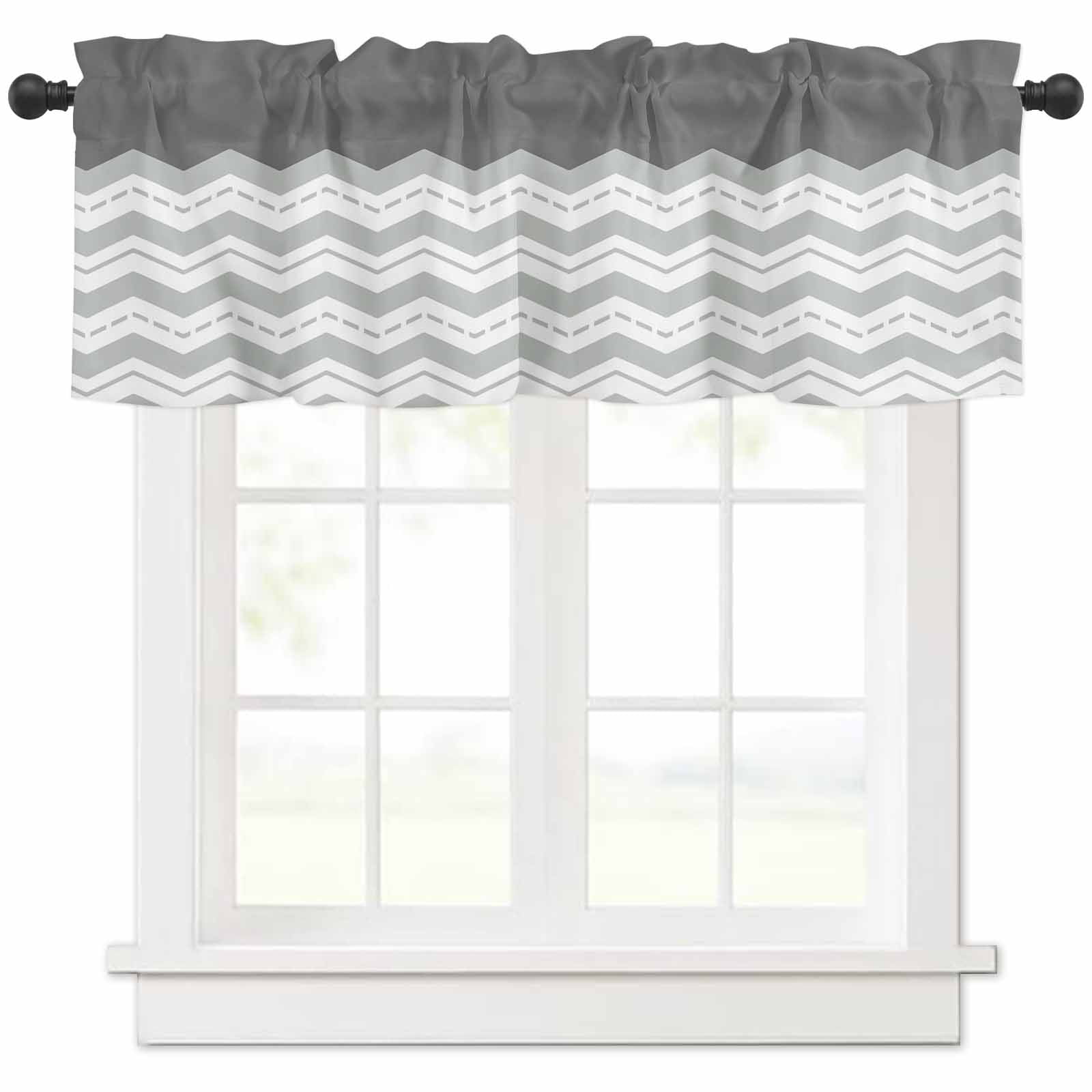 Grey Chevron Valances for Windows Farmhouse Kitchen Curtains Valances ...