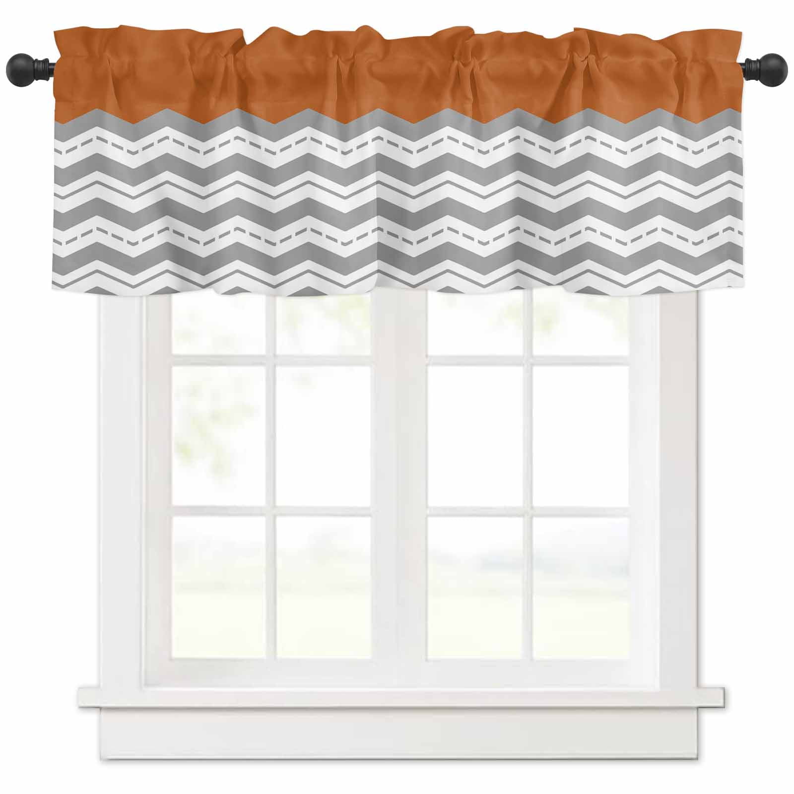 Grey Chevron Valances for Windows Farmhouse Kitchen Curtains Valances ...
