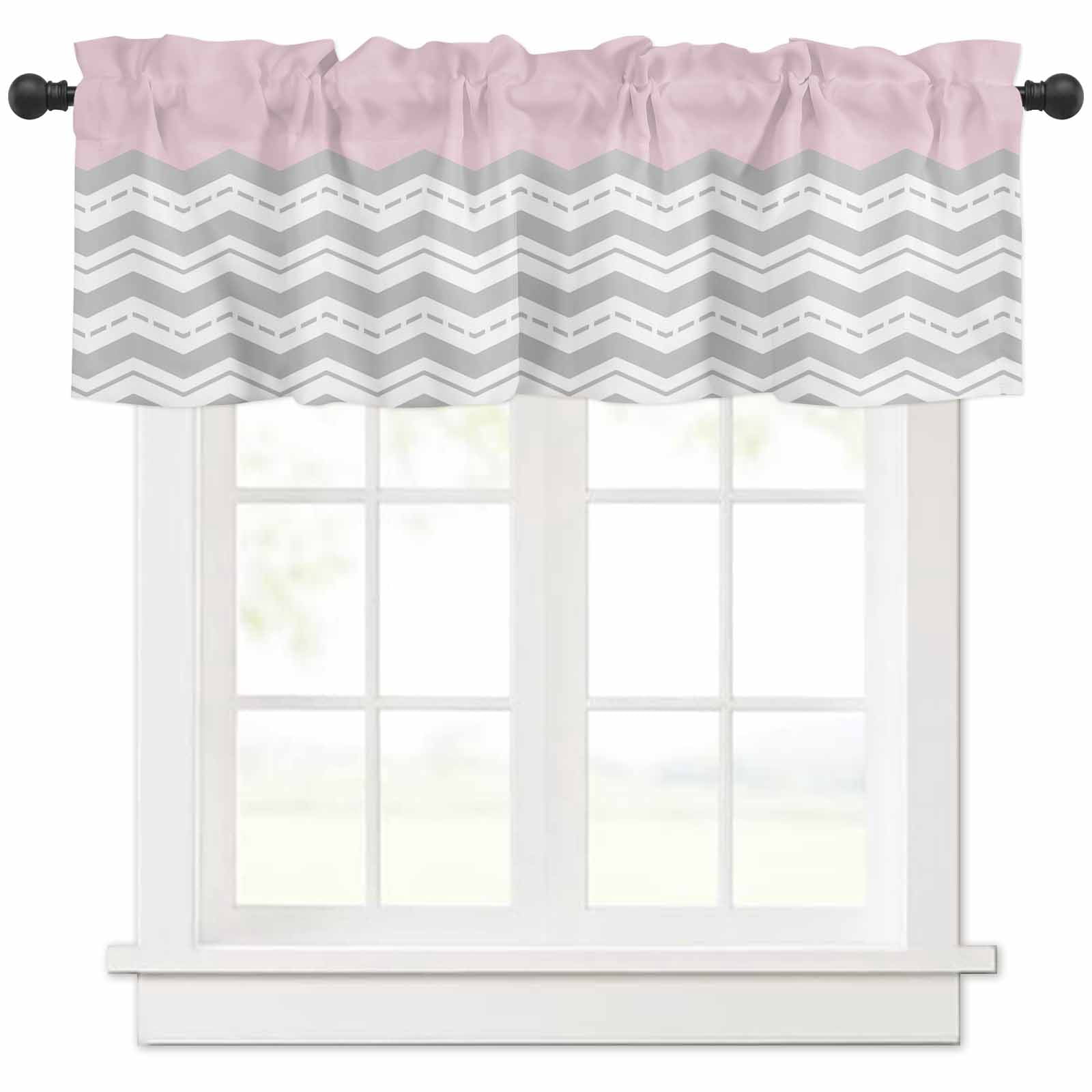 Grey Chevron Valances for Windows Farmhouse Kitchen Curtains Valances ...
