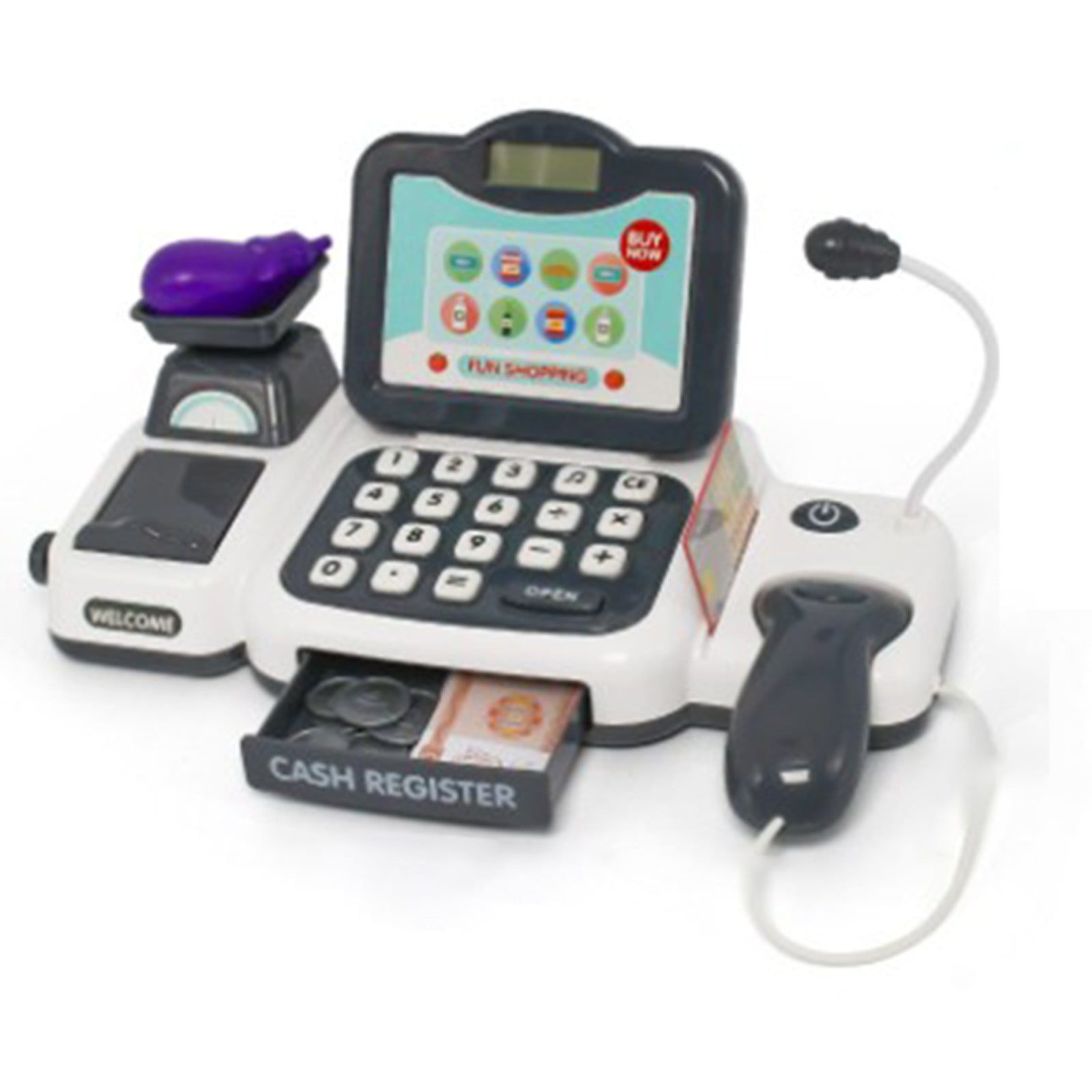 Grey Childrens Pretend Supermarket Checkout Toy With Calculator And ...