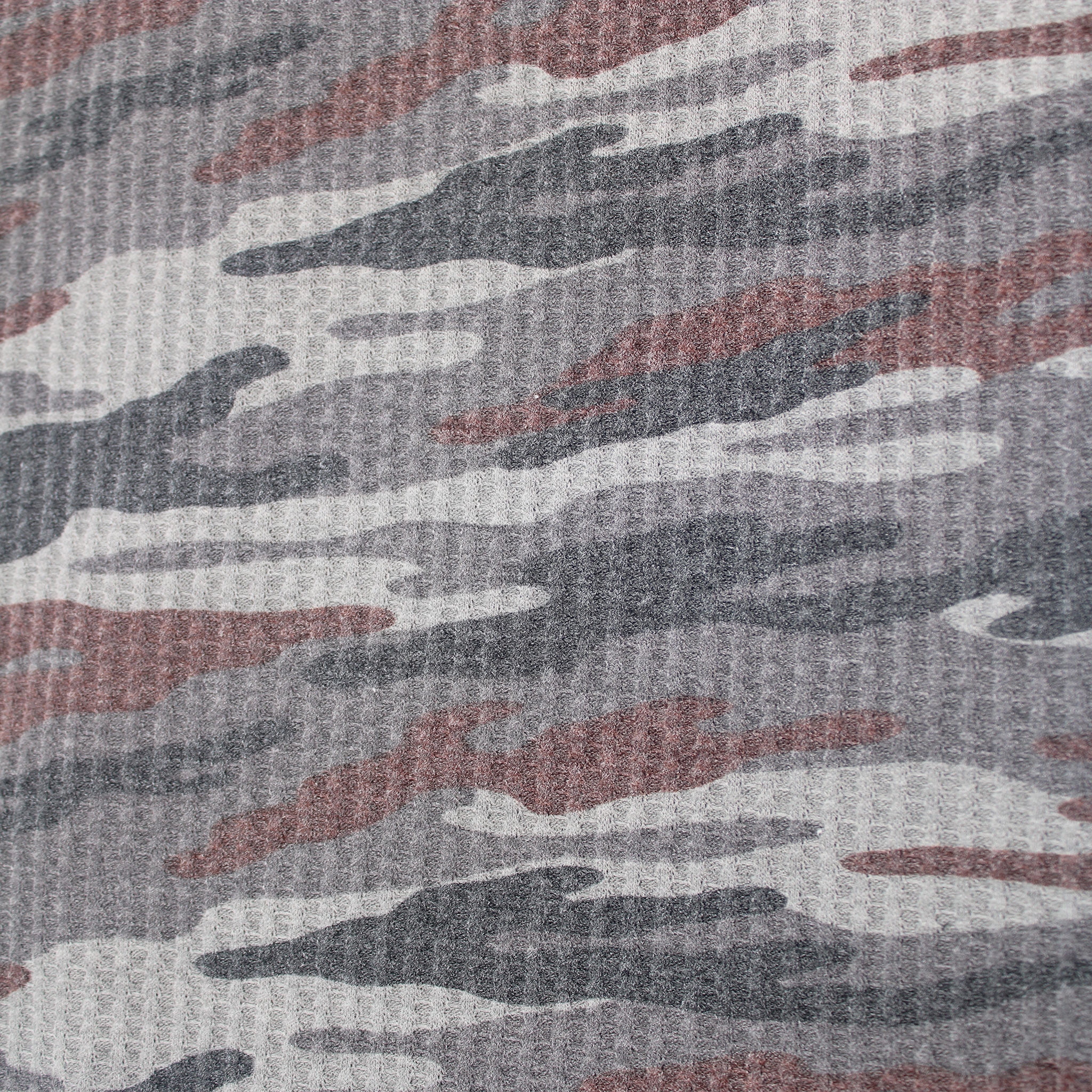 Grey Choco Camouflage Pattern Printed on Waffle Non-Brushed Fabric, DIY ...