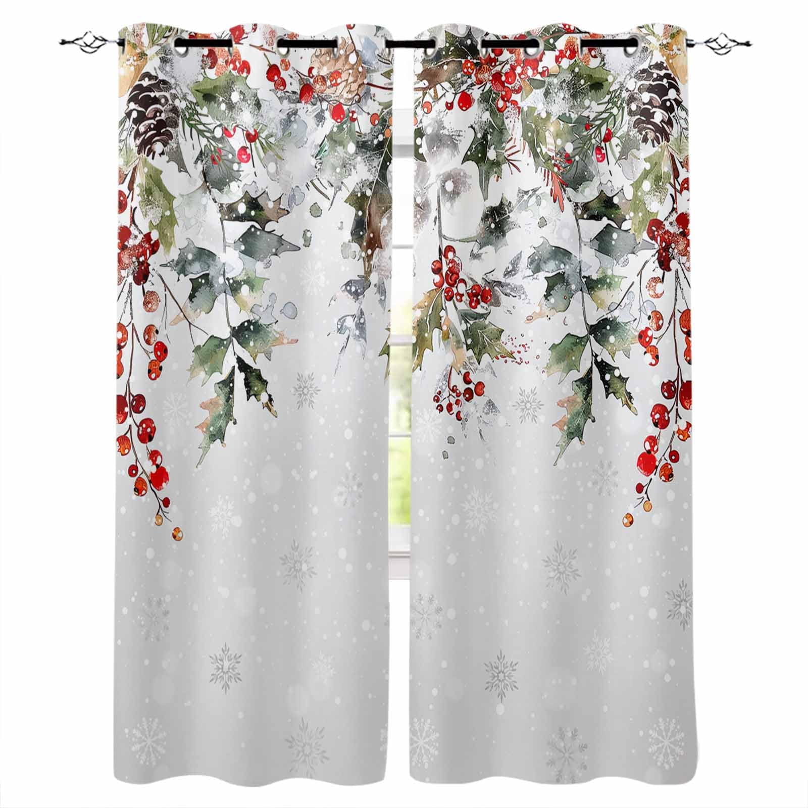 Grey Christmas Blackout Curtains | Light Blocking Print Window Curtains ...