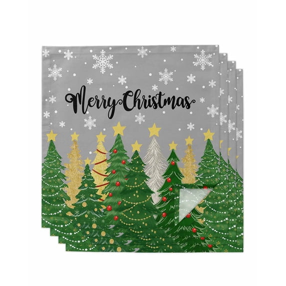 Grey Christmas Cloth Napkins Set of 4 Reusable Dinner Napkins, Green ...