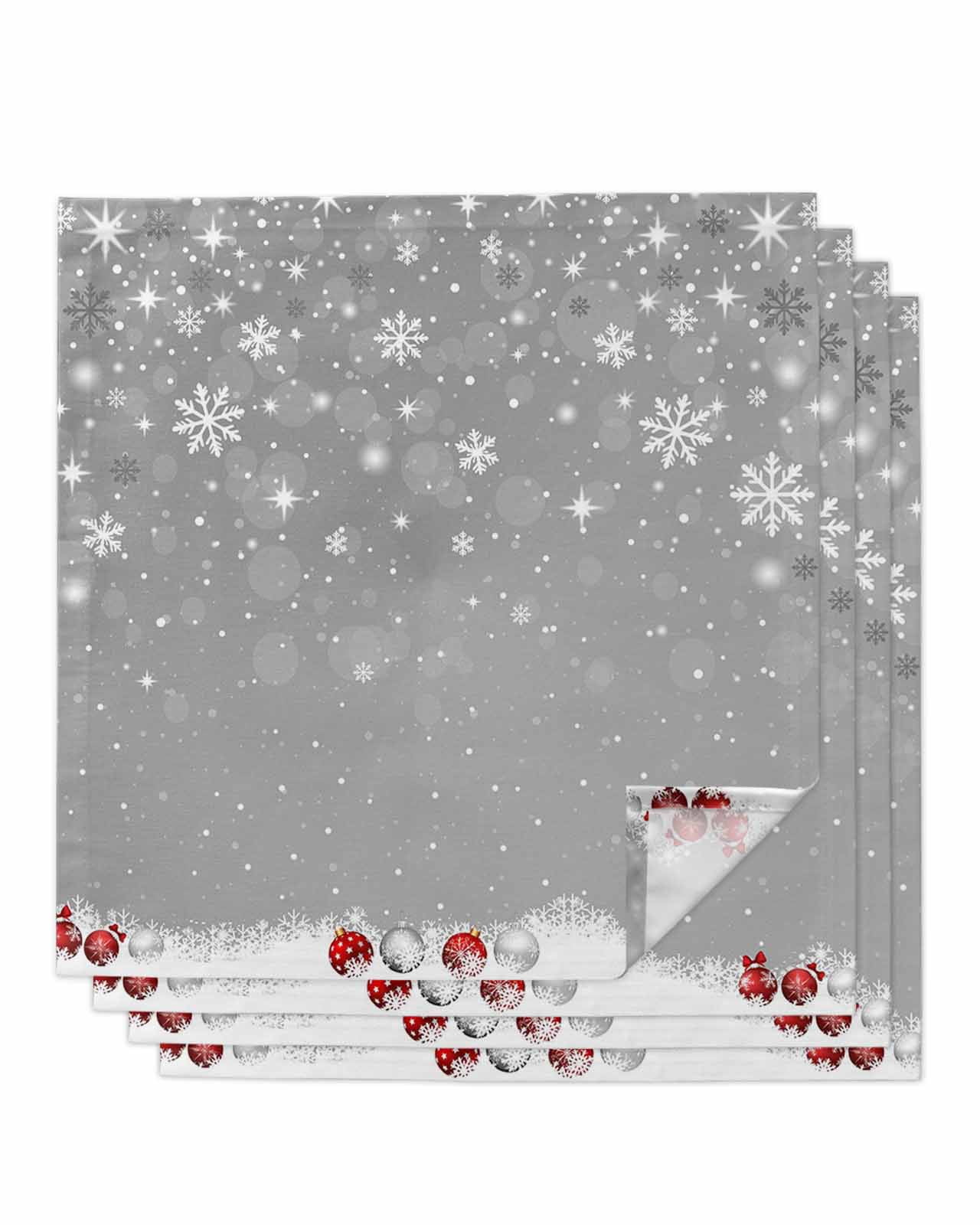 Grey Christmas Cloth Napkins Set of 4 Reusable Dinner Napkins, Xmas ...