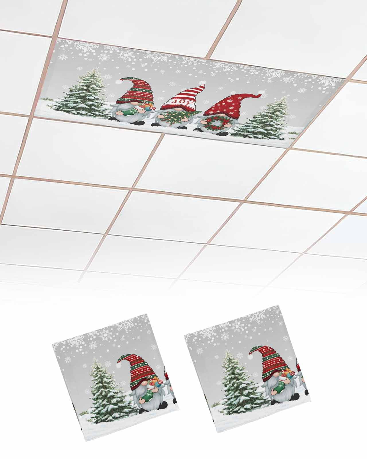 Grey Christmas Gnomes Fluorescent Light Covers for Ceiling Lights 4x2 ...