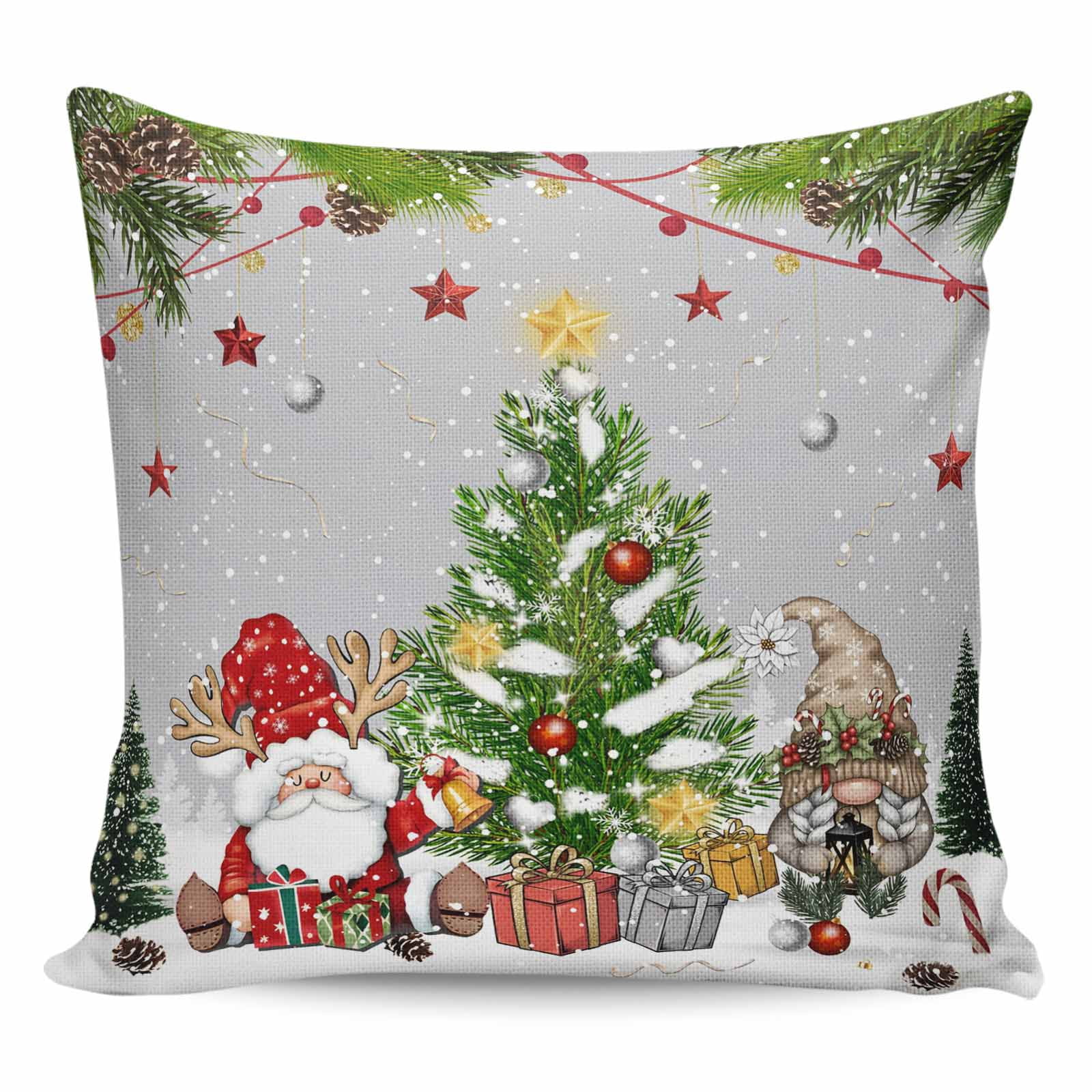 Grey Christmas Pillow Covers 16x16 Inch Decorative Throw Pillow Cover ...