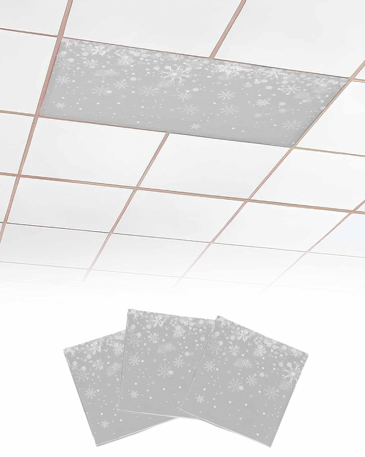 Grey Christmas Snowflake Fluorescent Light Covers for Ceiling Lights ...