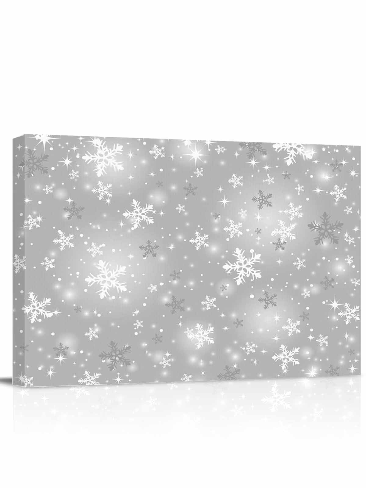 Grey Christmas Snowflakes Canvas Print Wall Art Framed Canvas Art Wall ...
