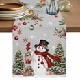 Grey Christmas Table Runner 36 Inches, Snowman Xmas Tree Ball Snowflake ...