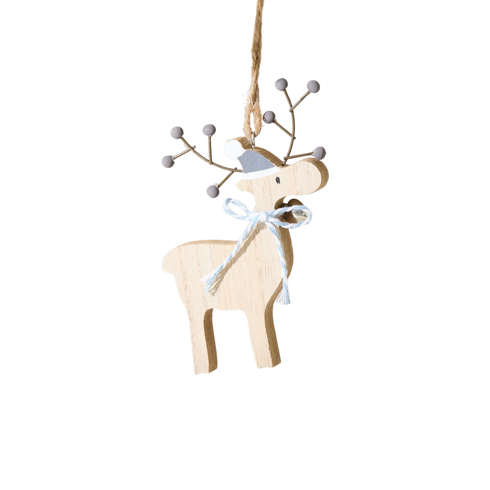 Grey Christmas Wooden Reindeer Hanging Ornament Gray Color Festive Home ...