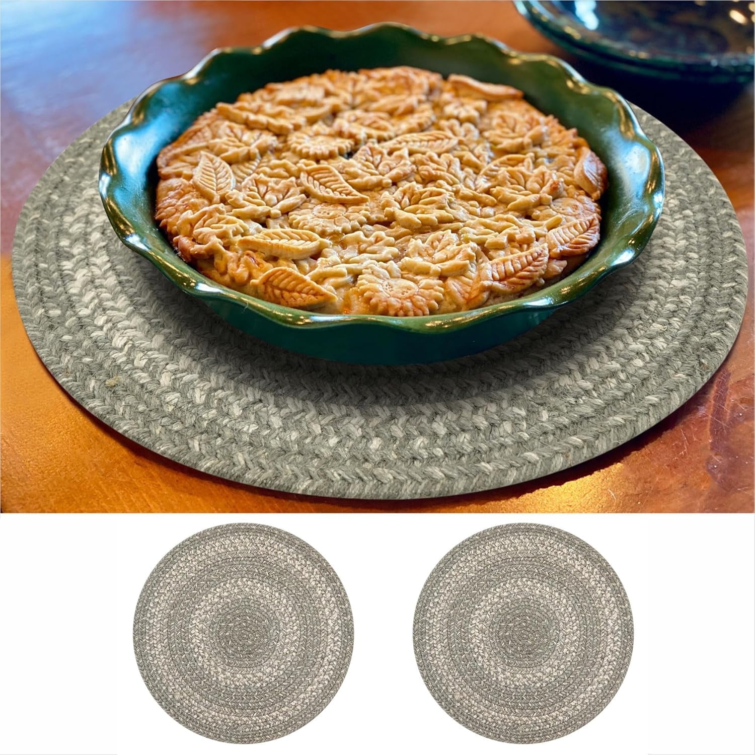 Homespice - Gray Cloud Round Woven Placemats, Perfect Grey Round ...