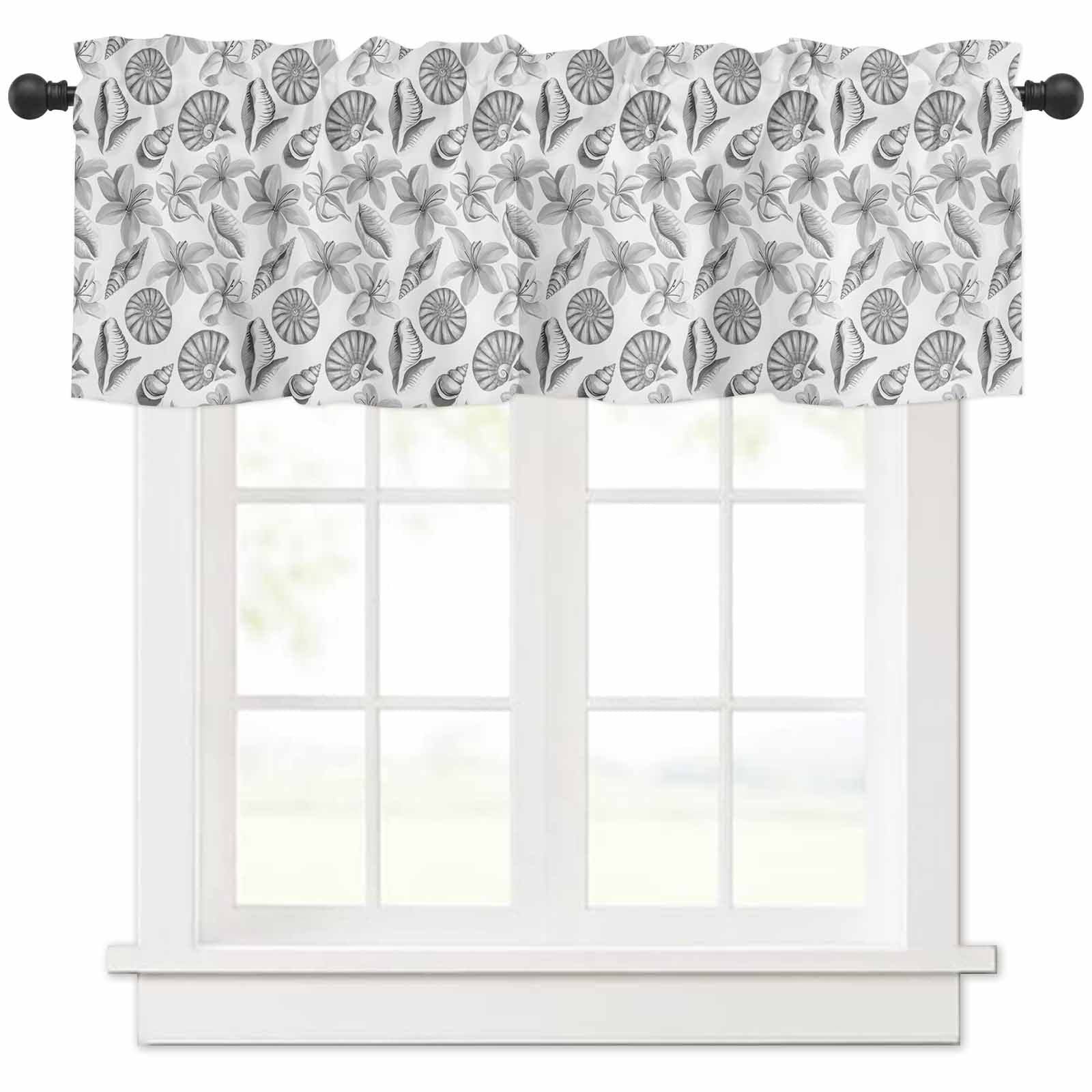Grey Coastal Valances for Windows Farmhouse Kitchen Curtains Valances ...