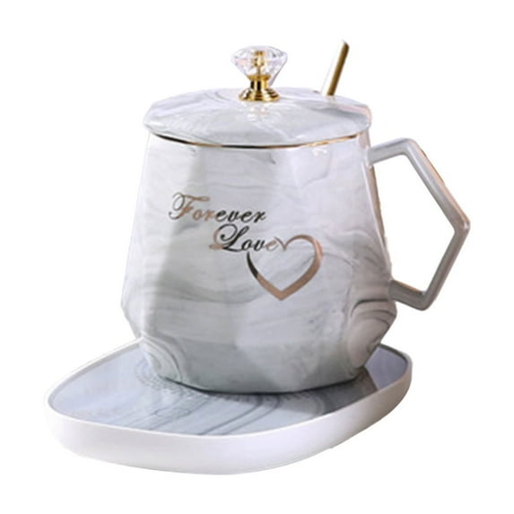 Grey Coffee Mug Warmer Set Ceramic Cup With Electric Heating Pad Smart ...